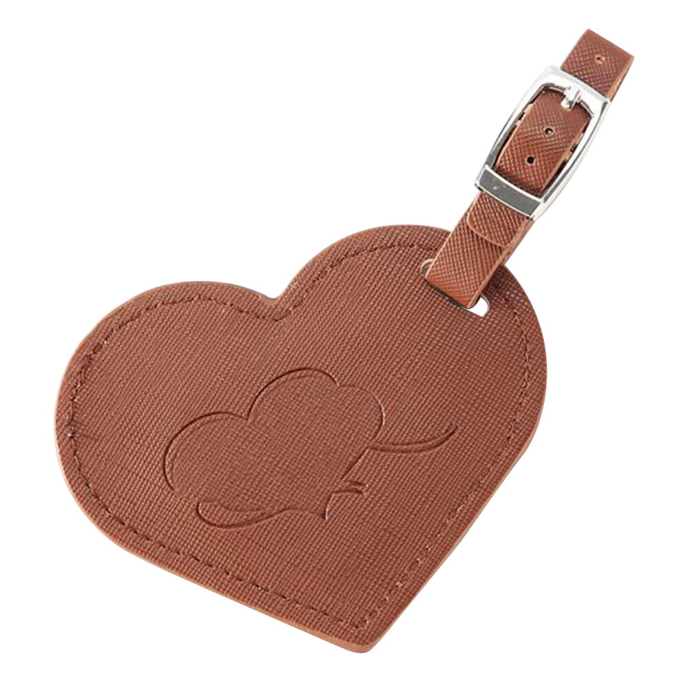 FOMIYES 1Pack Travel Luggage Tags Brown Pu Material Heart Shape for ...