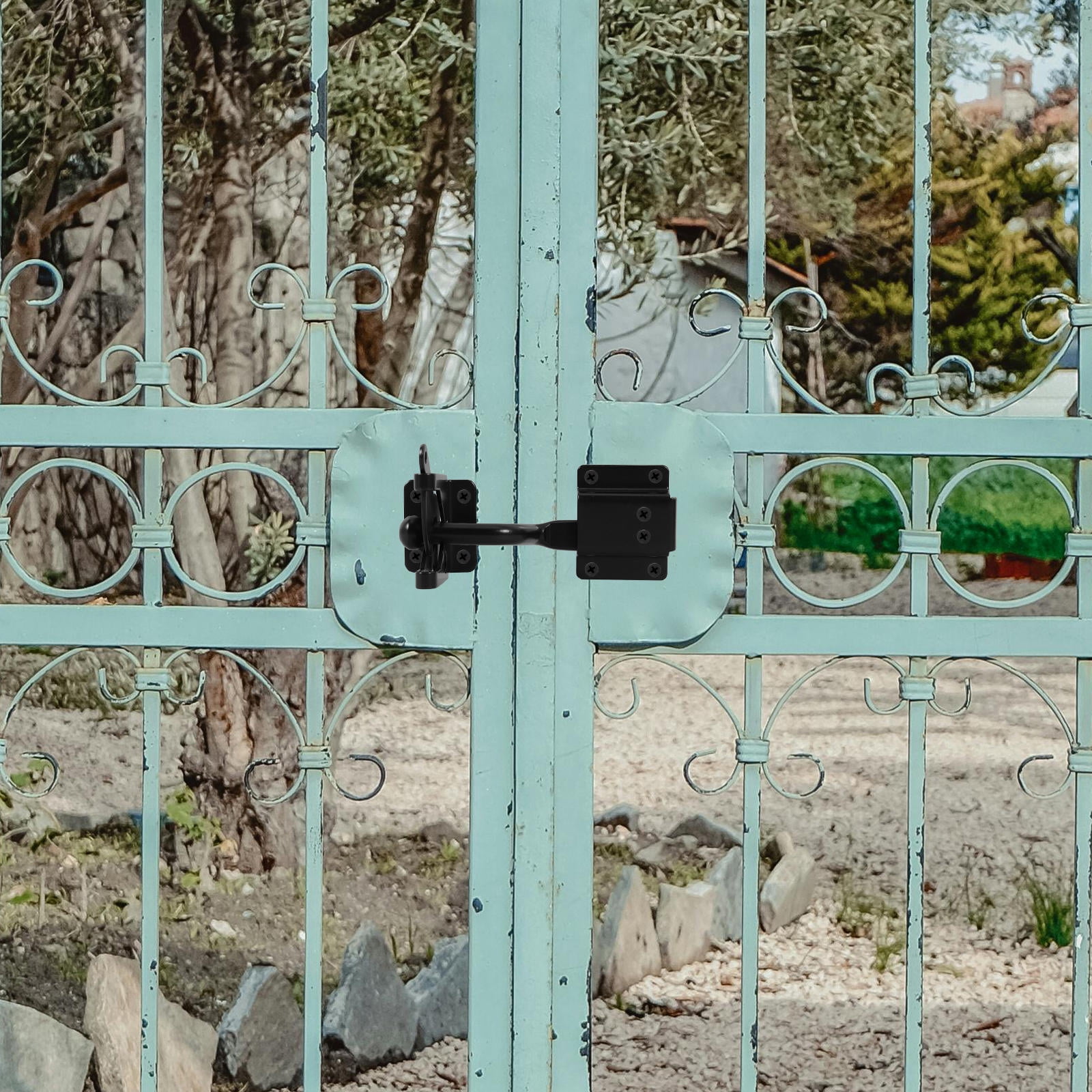 FOMIYES 1Pcs Square Black Self-Locking Gate Latch for Outdoor Gate ...