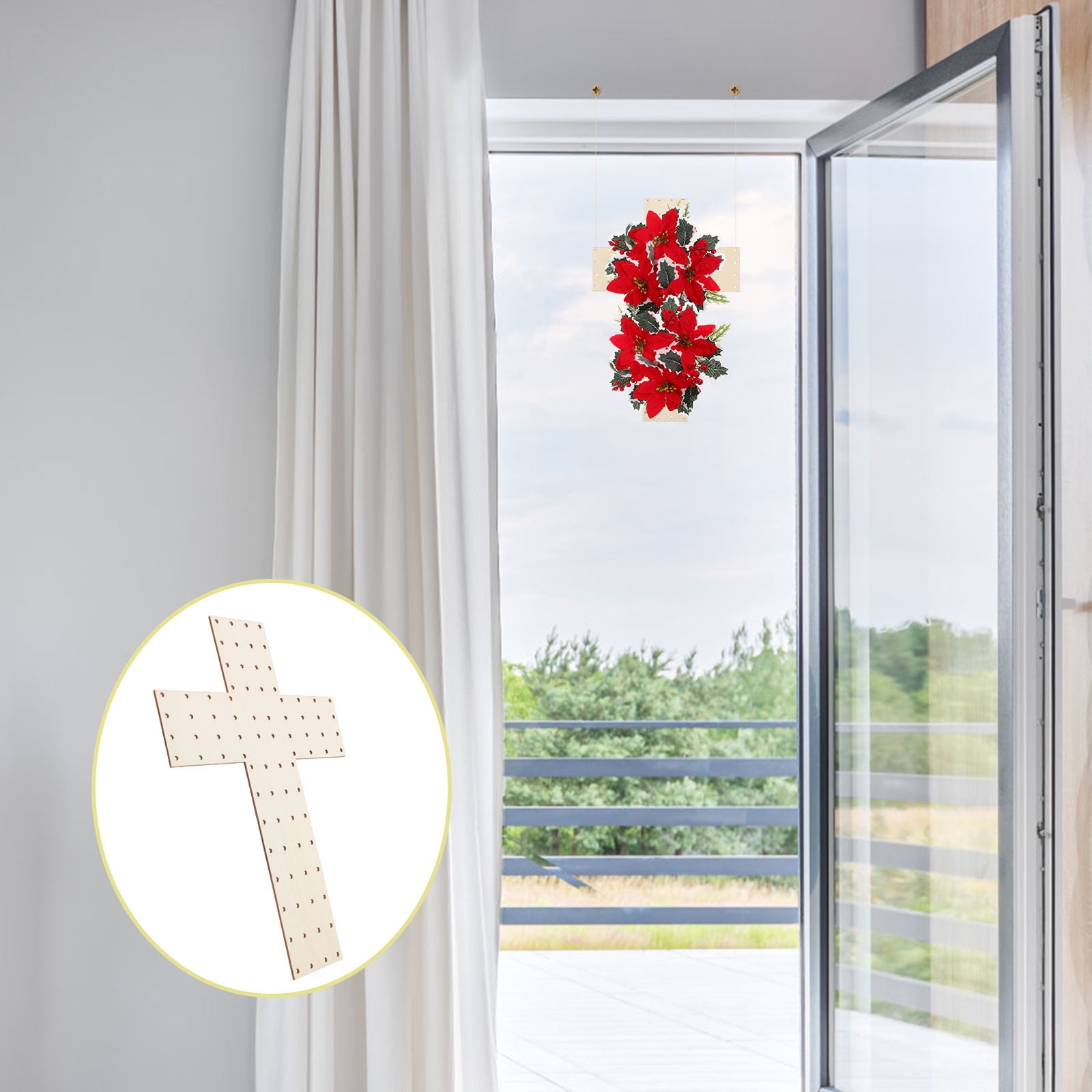 FOMIYES 1Set Beige Cross Wreath Frame For Diy Wreath Making And Front ...