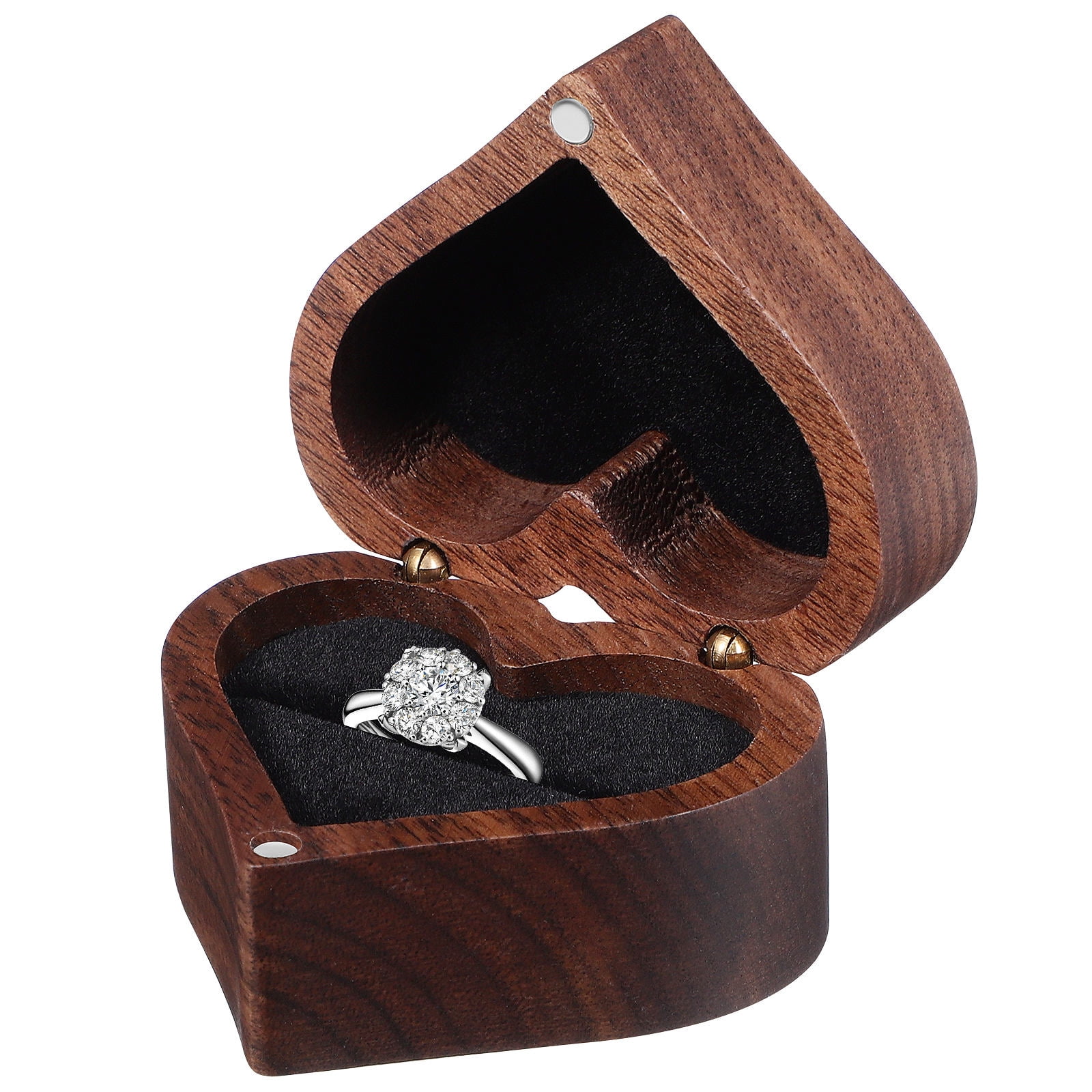 FOMIYES 1Set Heart Shaped Ring Box Wooden Jewelry Display Case for ...