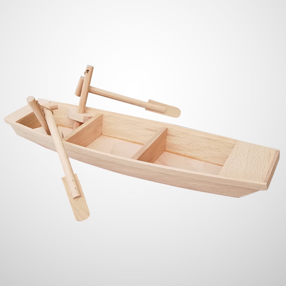 FOMIYES 2Pcs Mini Boat Model Wooden Fishing Boat Light Brown Small ...