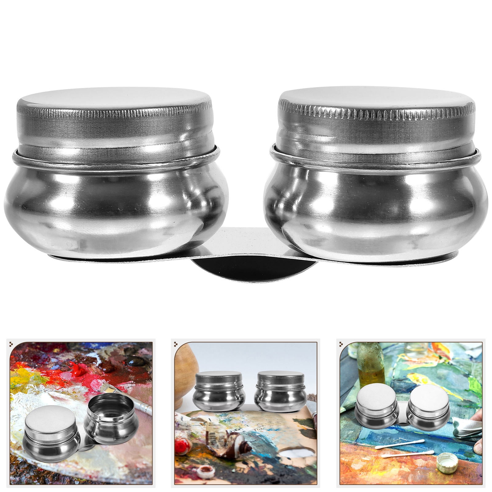 FOMIYES 2pcs Dipper Palette Cup Stainless Steel Artists Palette Clip ...