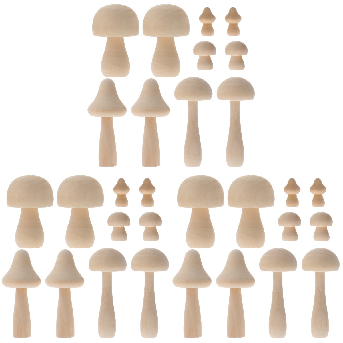 FOMIYES Wooden Mushroom Models Light Brown Diy Decoration Home 30Pcs 3 ...