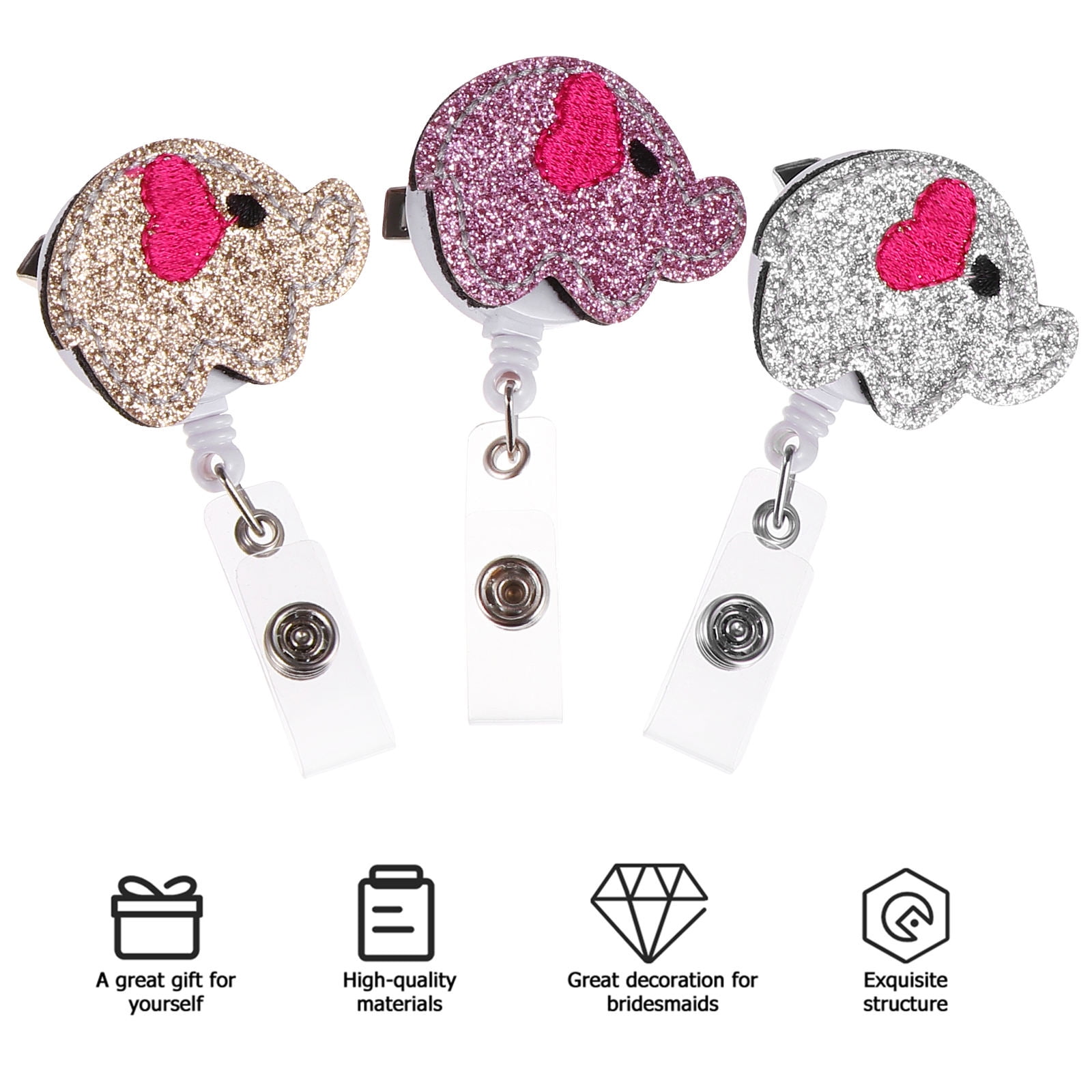 FOMIYES 3Pcs ID Cards Holder Plastic Badge Reel with Rotatable Design ...