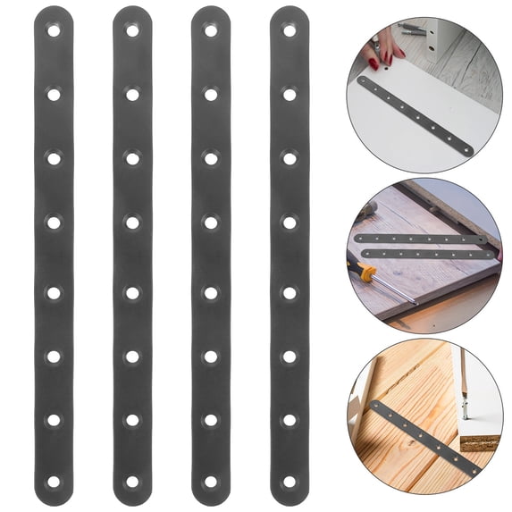 FOMIYES 4 Pcs Metal Strip with Holes Joining Fence Corner Bracket Black ...