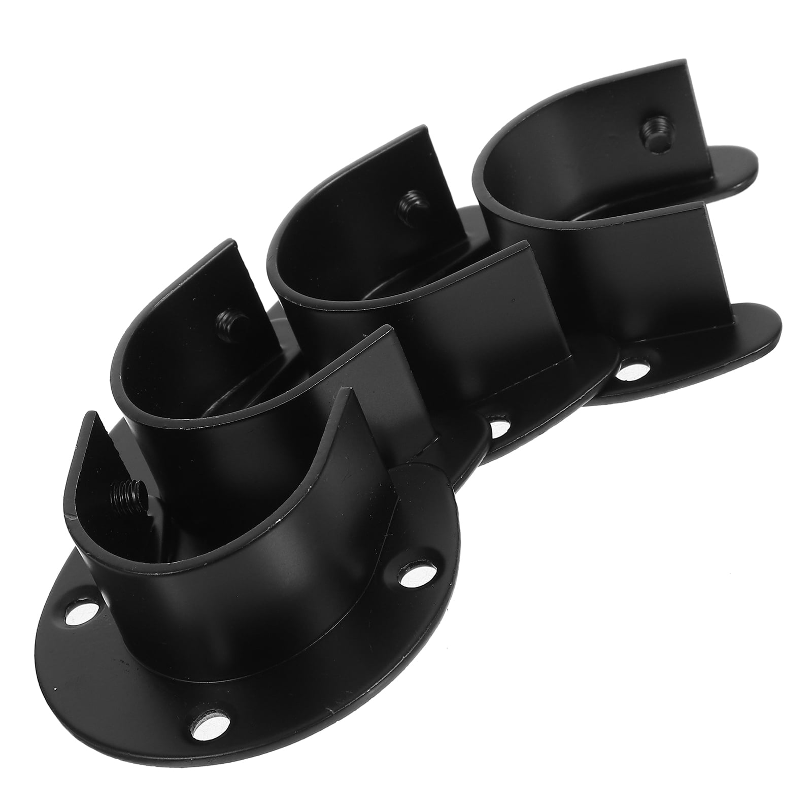 FOMIYES 4 Pcs Shower Rod Holders for Wall Closet Kit Pole Socket Black ...