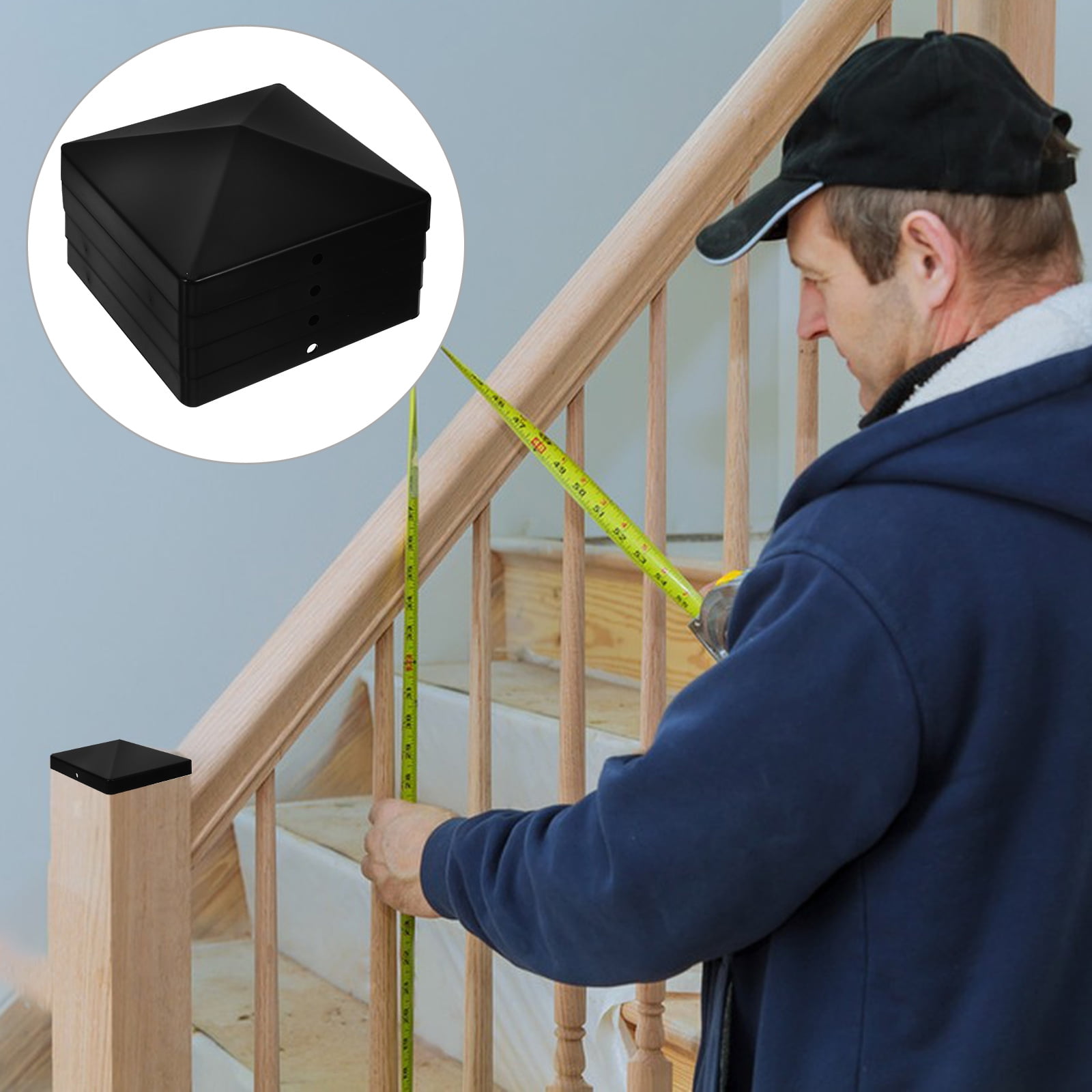 FOMIYES 4 Sets Fence Post Proof Corner Protectors Shaped Caps Black ...