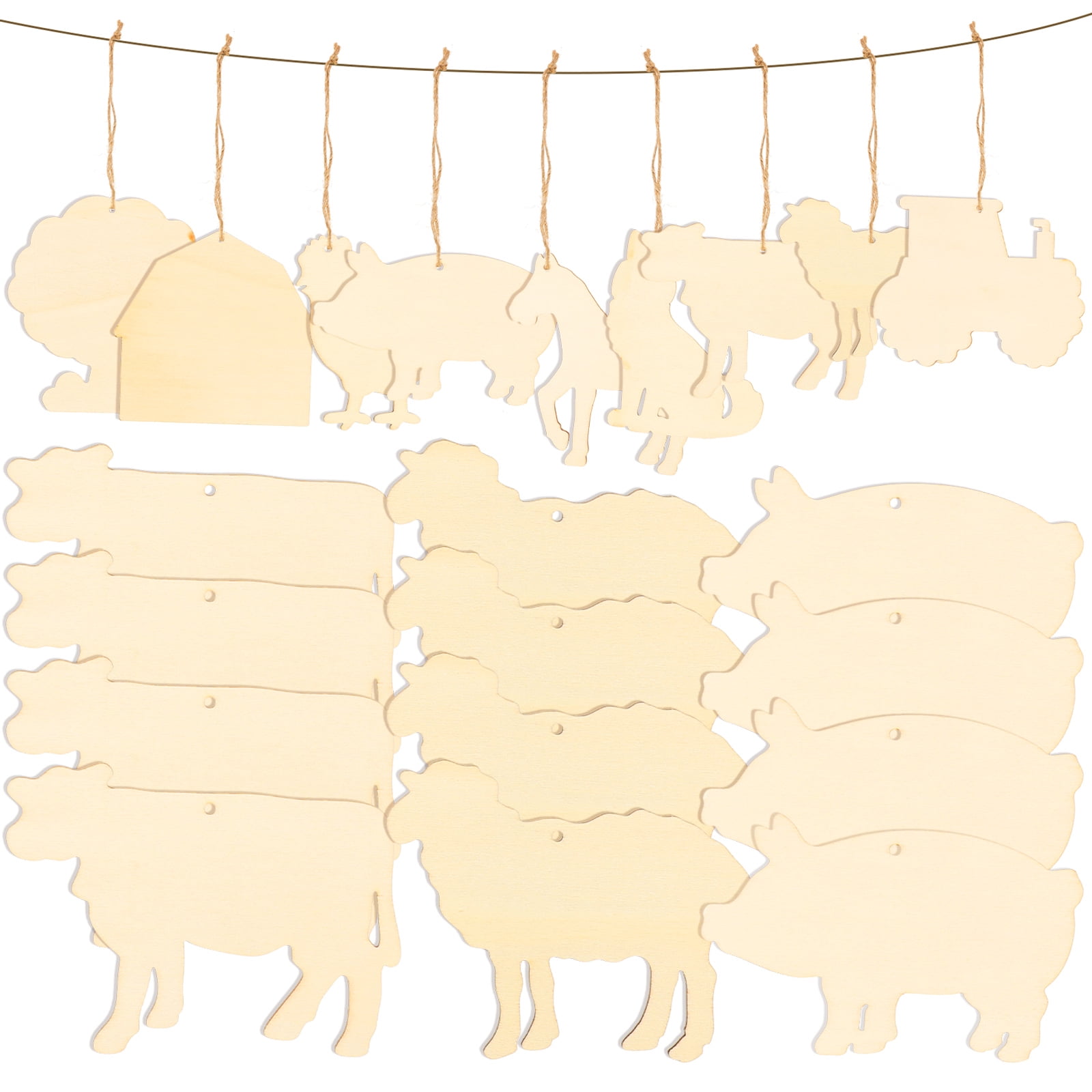 FOMIYES 45Pcs Beige Wood Cutouts Farm Animal Cut Outs for Crafts Home ...