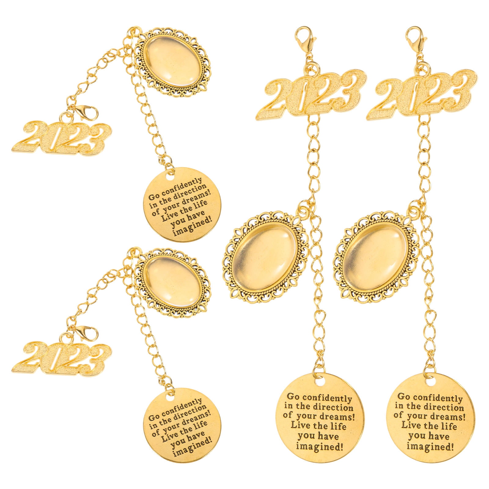 FOMIYES 4Pcs Diy Graduation Photo Frame Golden Oval Alloy Crystal ...