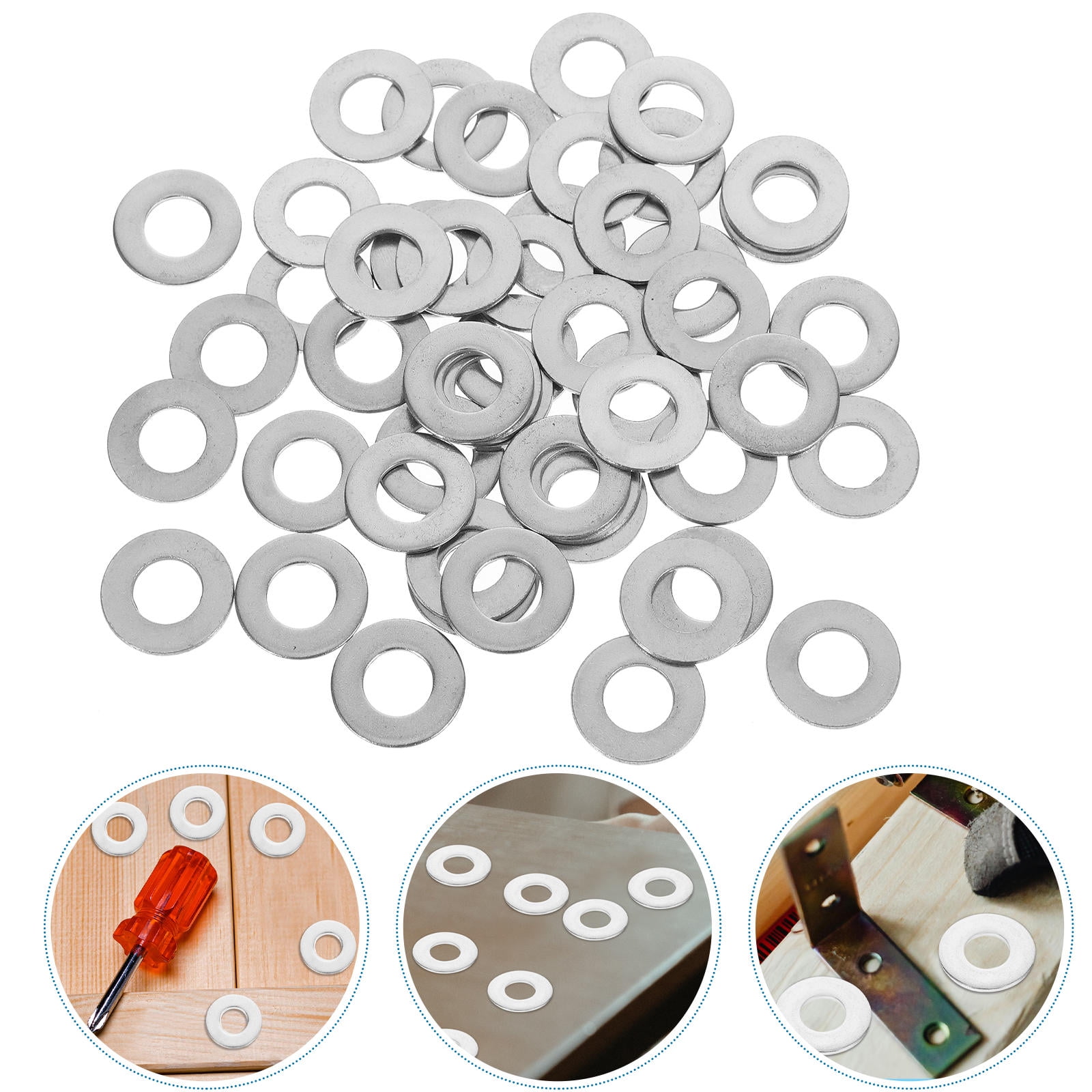 FOMIYES 50 Pcs Anti-loosening Washer Stainless Flat Pads Washers for ...