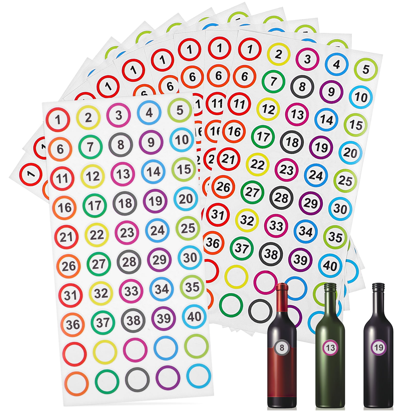 FOMIYES 50 Sheets Stickers 1-40 Small Number Stickers Self-adhesive ...