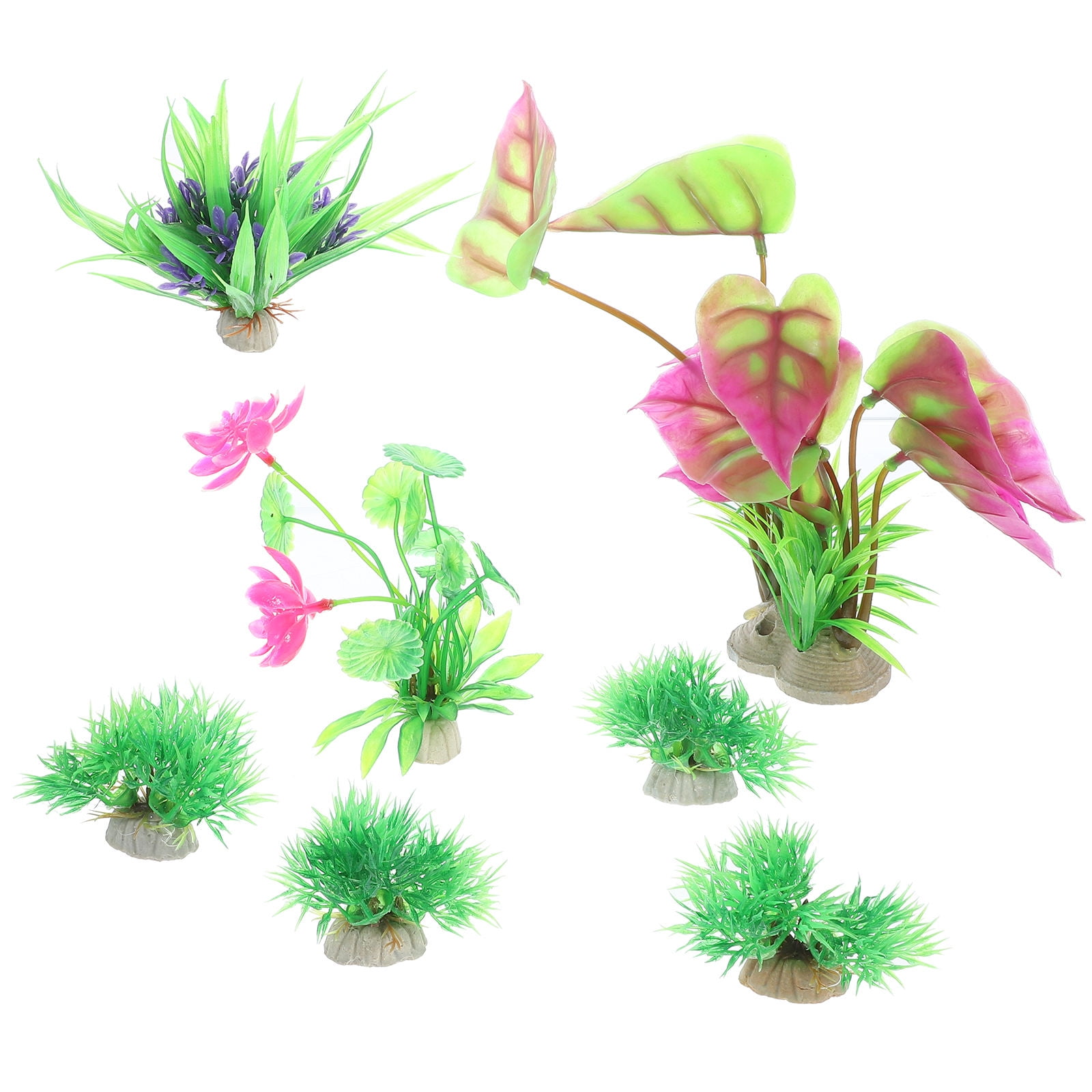 FOMIYES 7Pcs Artificial Aquarium Plants with Realistic Plant Modeling ...