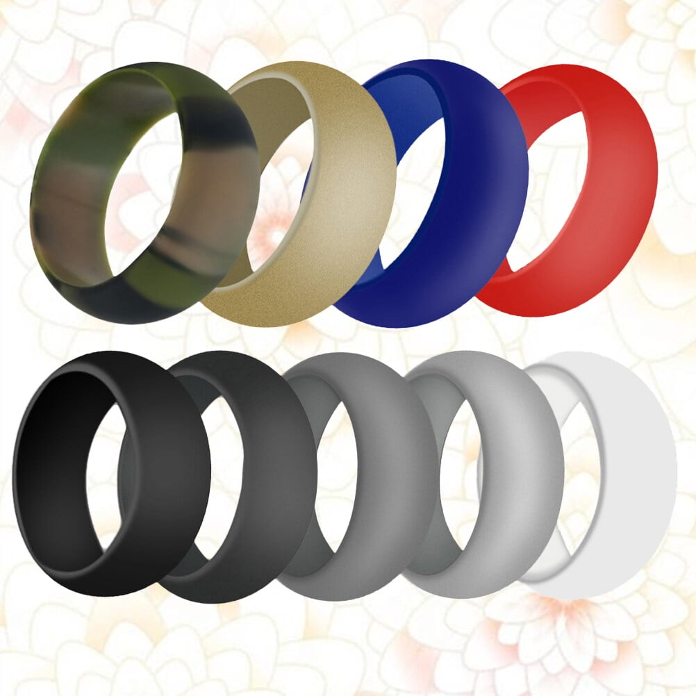 FOMIYES 9Pcs Couple Rings Simple Round Assorted Color Silicone ...