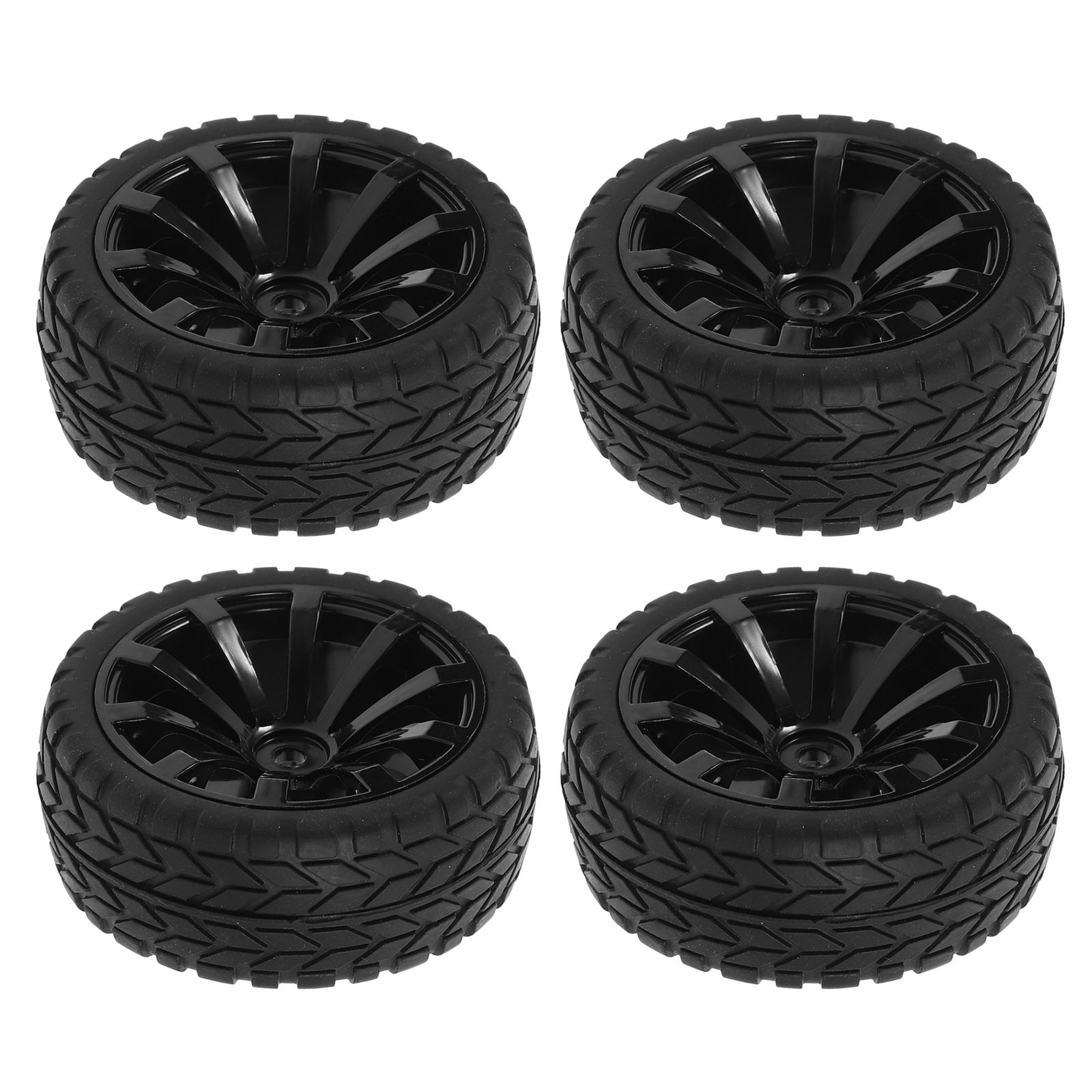 FOMIYES Black Toy Car Wheels Set of 4 Plastic and Rubber Replacement ...