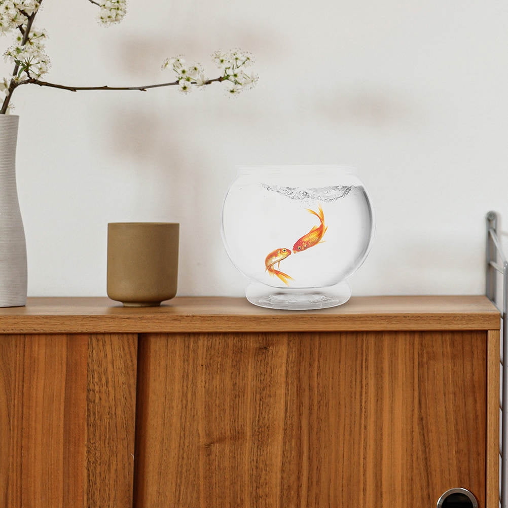 FOMIYES Clear Plastic Fish Bowl for Goldfish Desktop Fish Tank Storage ...