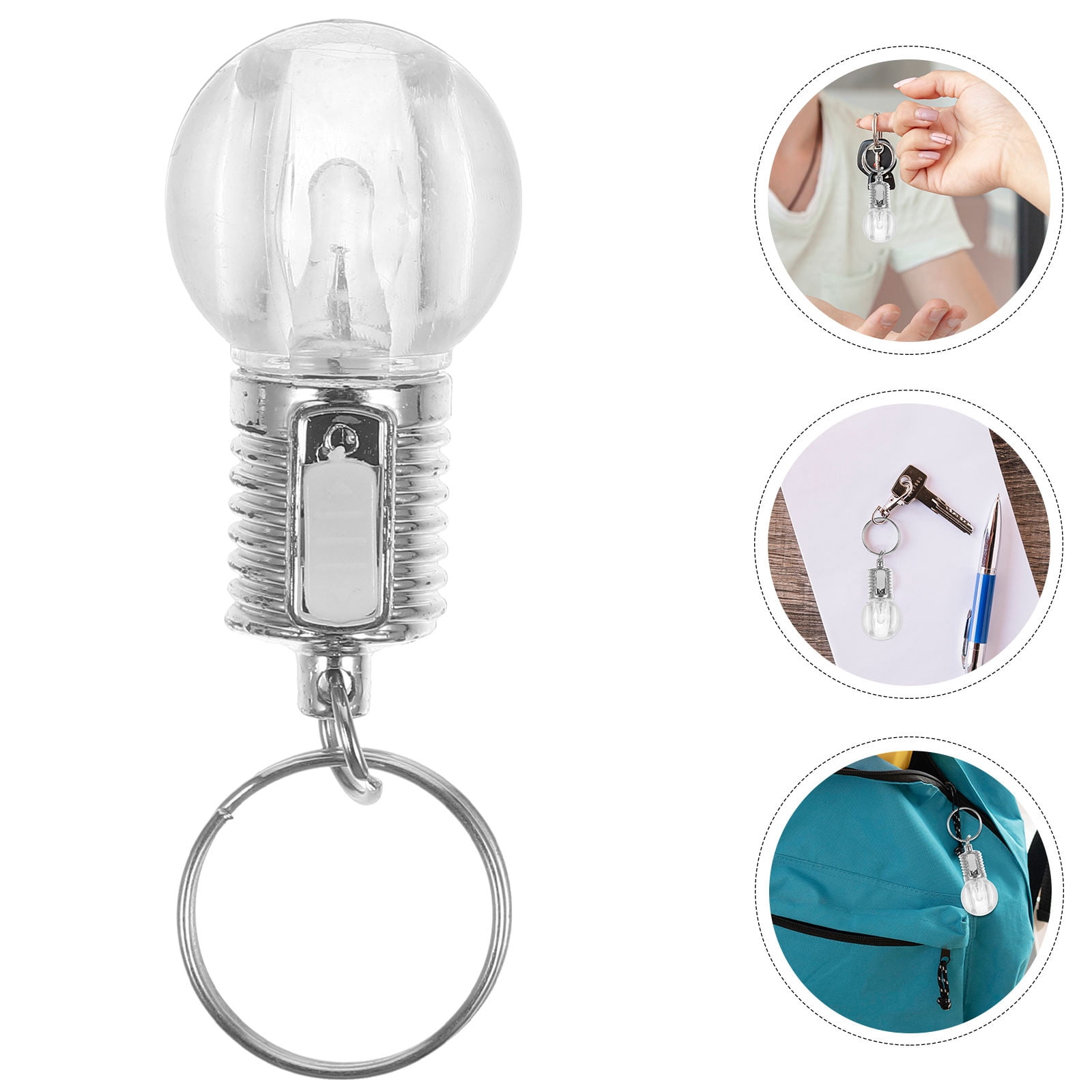 FOMIYES Colorful Changing LED Bulb Key Chain with Acrylic and Steel ...
