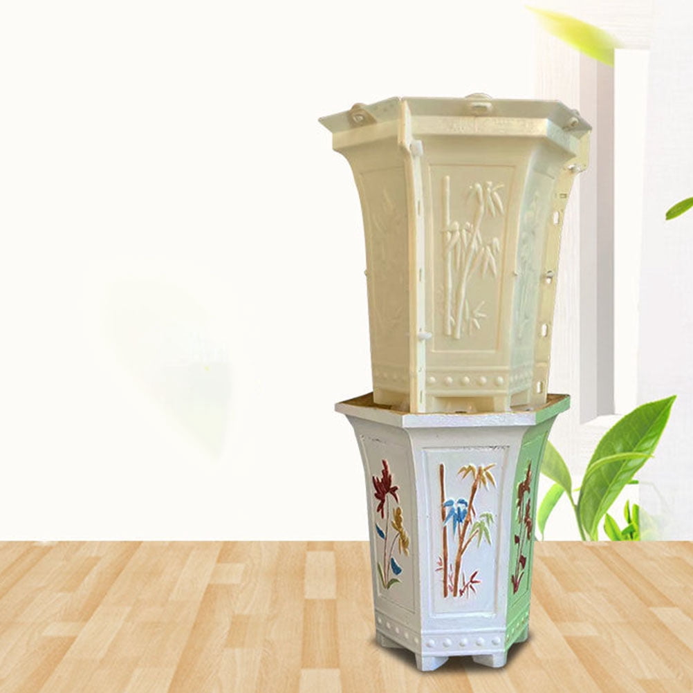 FOMIYES Concrete Molds Pot 1 Set Diy Hexagonal Flower Pot Mold White ...