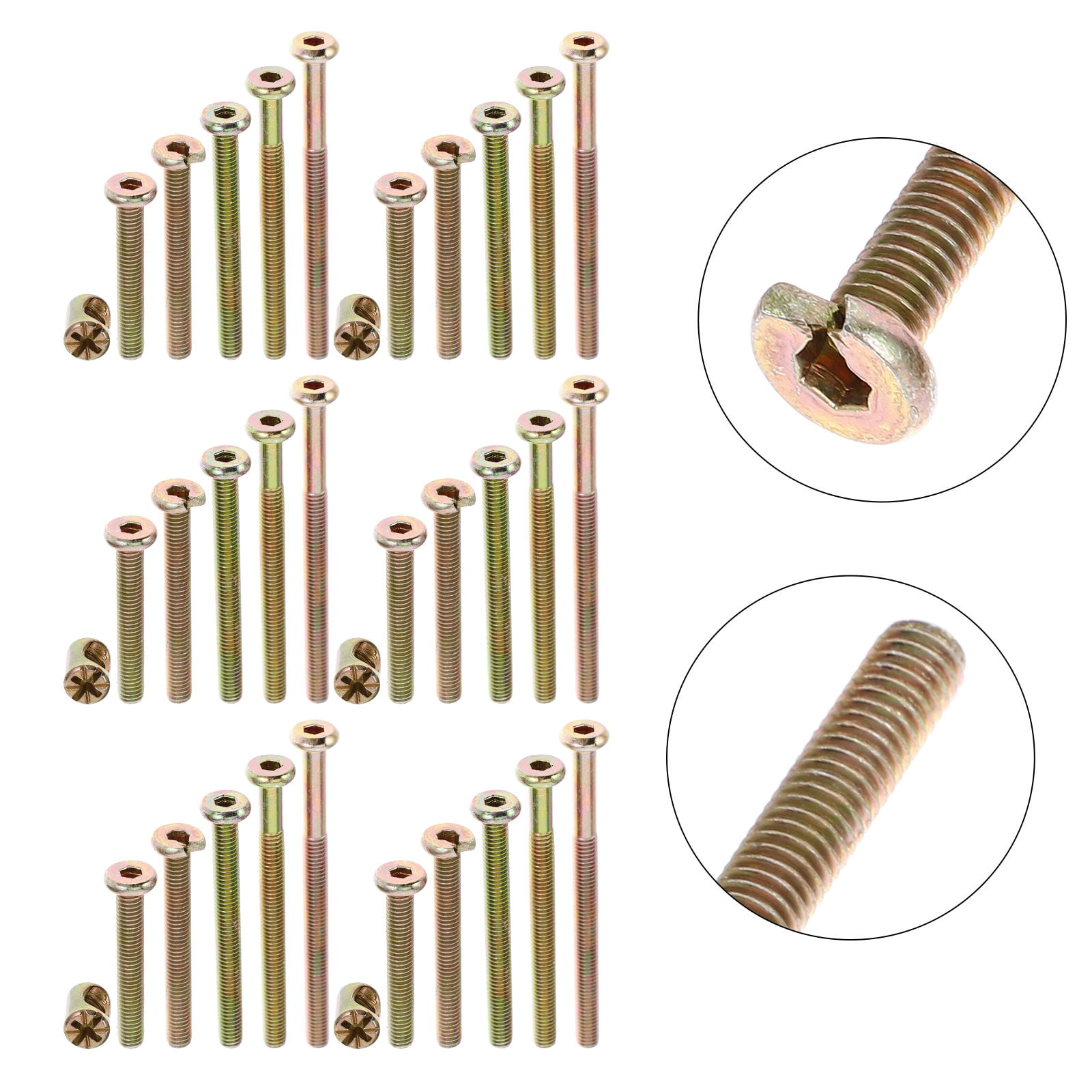 FOMIYES Copper Screws Bolts Kit 51Pcs for Furniture Assemblers with ...