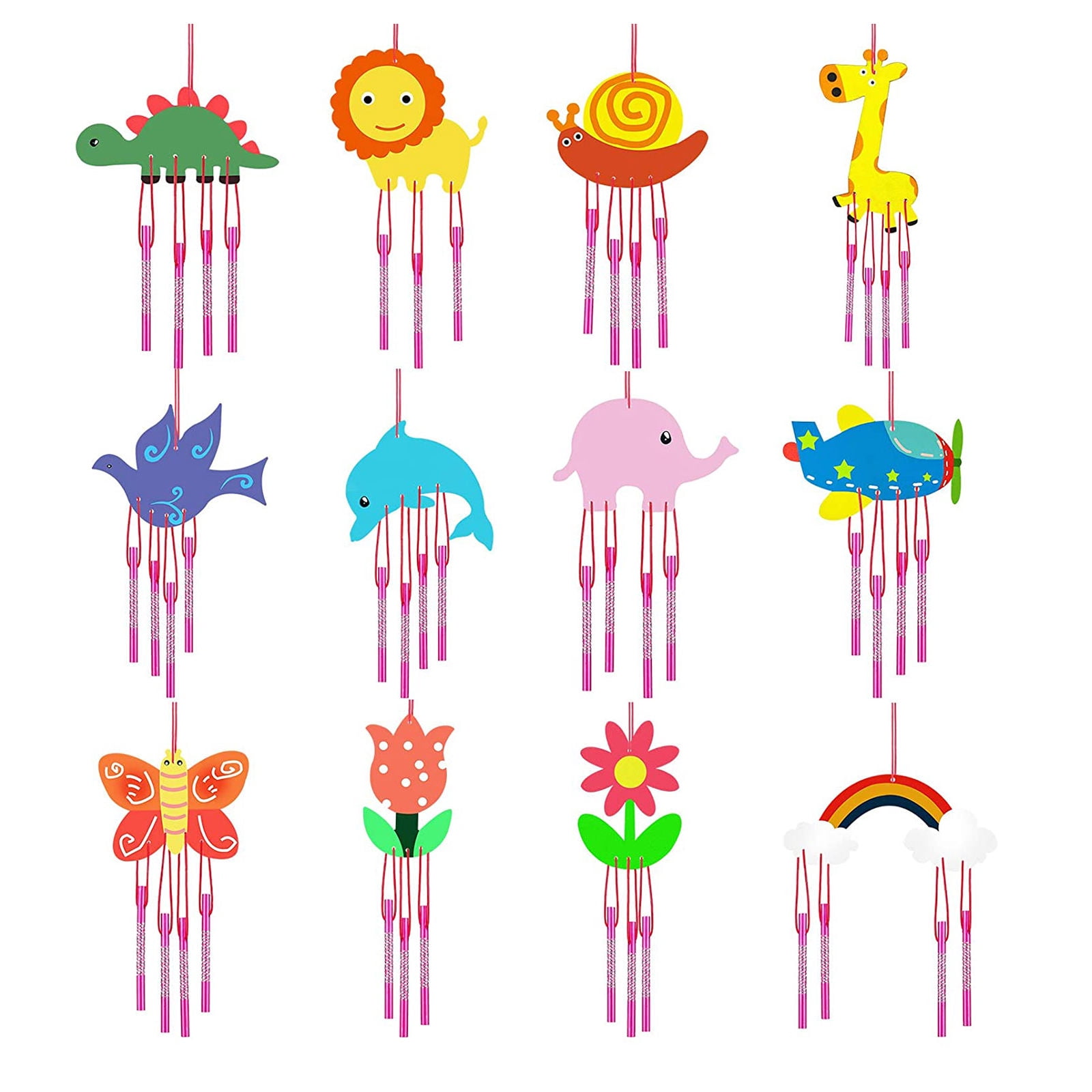 FOMIYES Craft Wind Chime 12Pcs Wooden Bell Doodle Wind Bell Diy Project ...