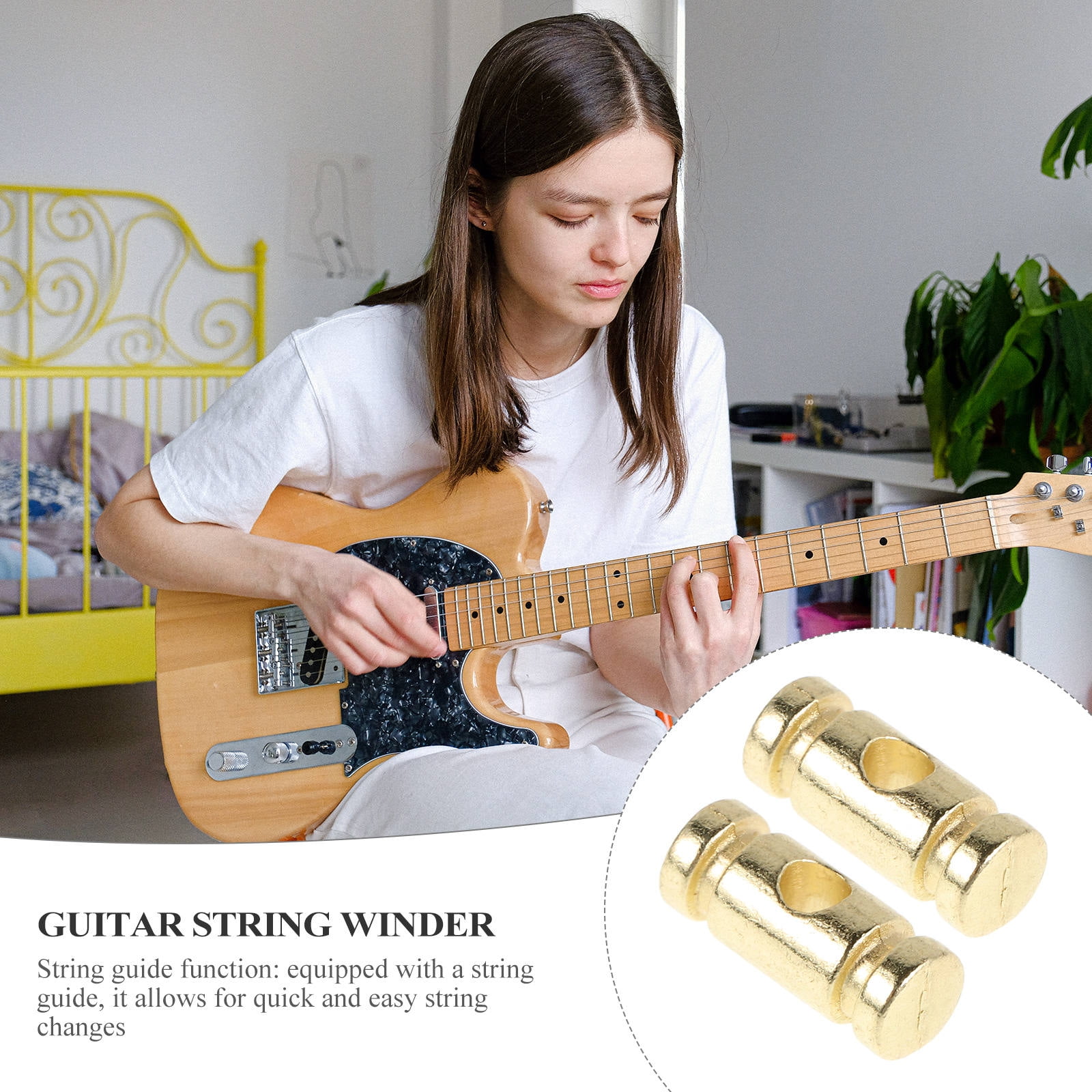 FOMIYES Electric Guitar String Tree Guide 2Pcs Metal Guitar Roller ...