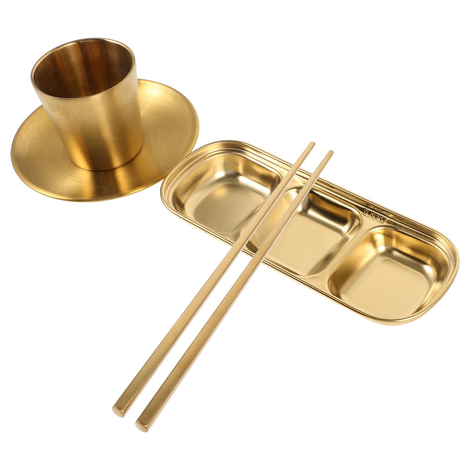 FOMIYES Golden Stainless Steel Sauce Dipping Tray with Compartment 1 ...