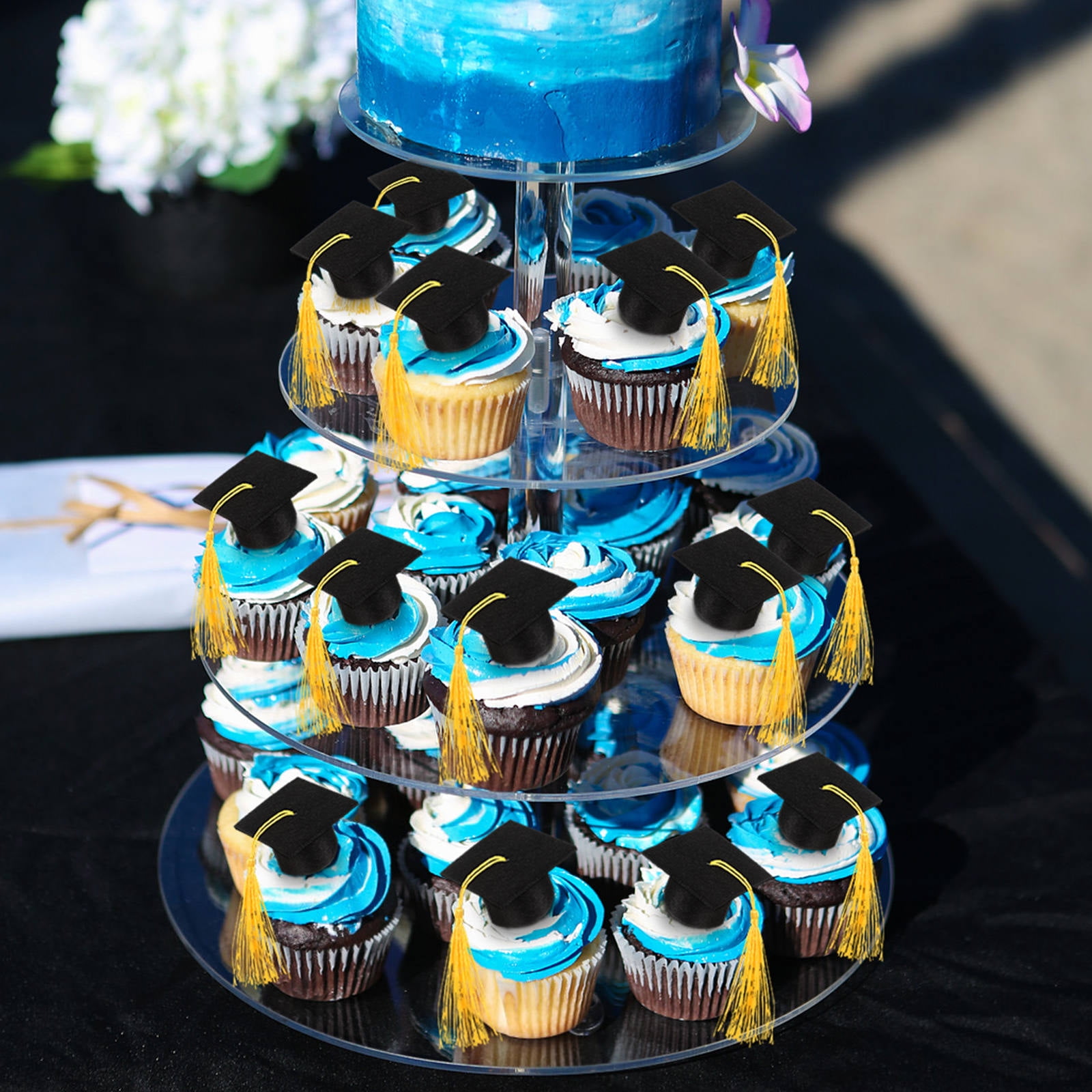 FOMIYES Graduation Caps Cake Topper 10Pcs Mini Grad Hats For Cakes With ...