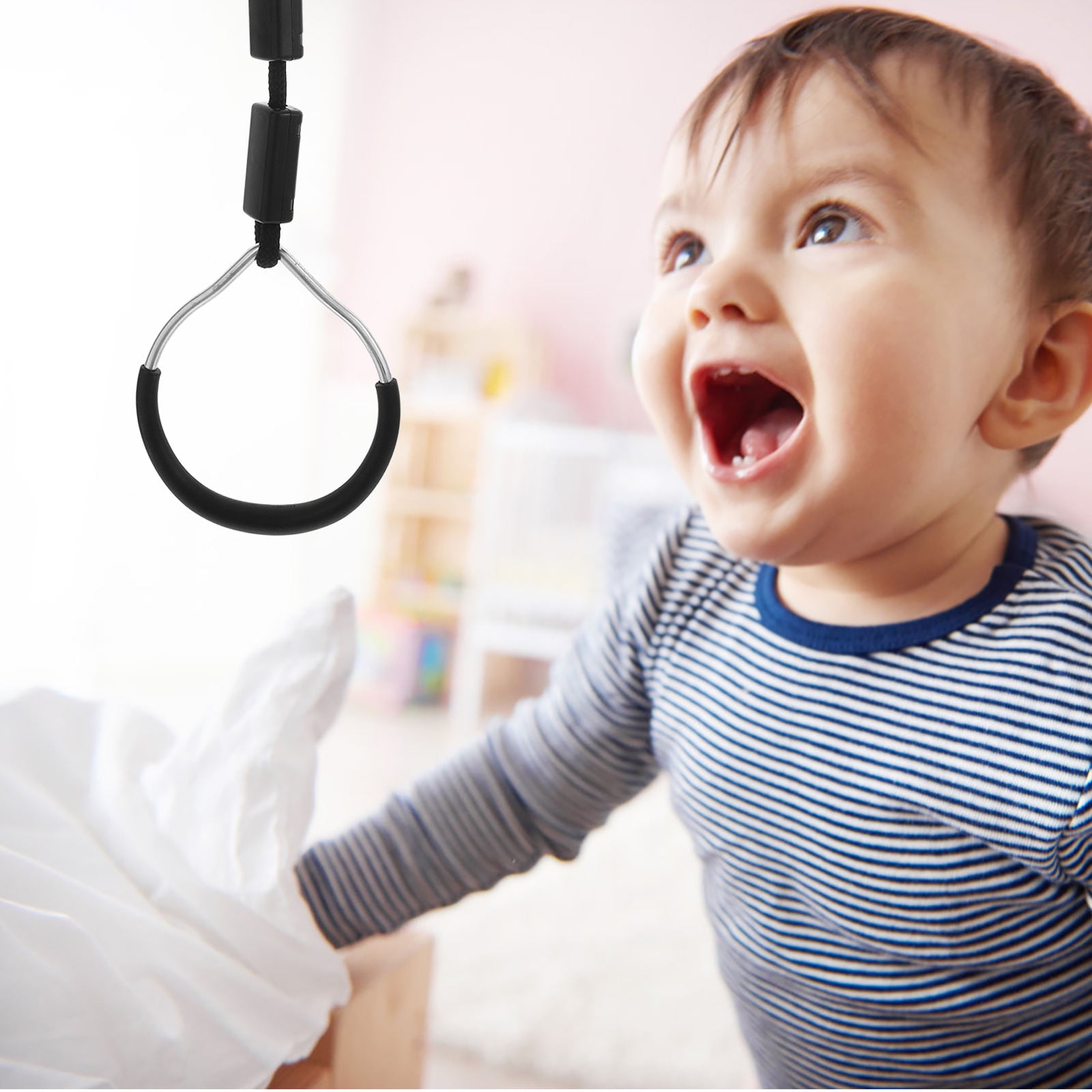 FOMIYES Gymnastic Rings 2Pcs for Kids in Black Iron for Climbing ...