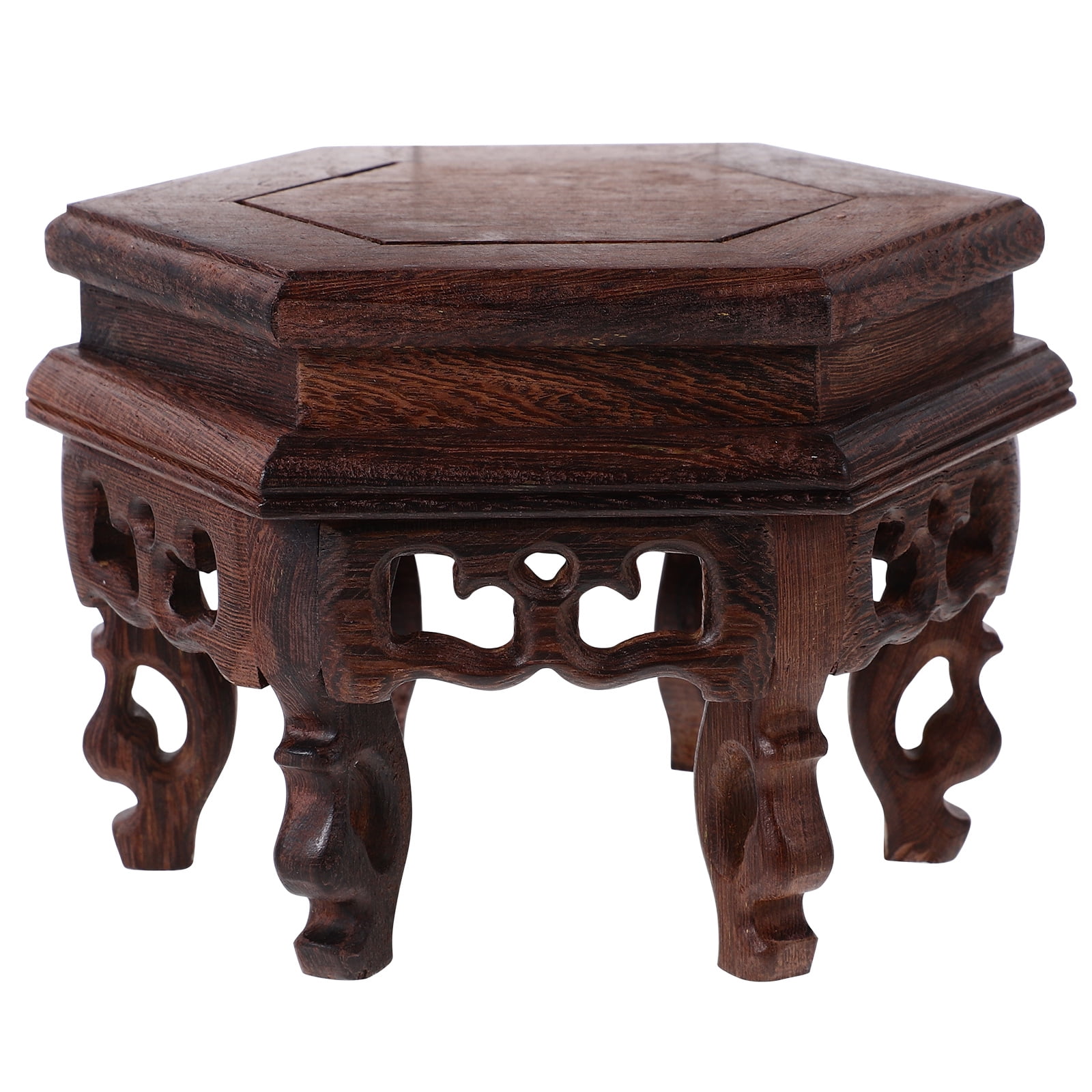 FOMIYES Hexagonal Wood Plant Pot Stand Wood Planter Base Flower Pot ...