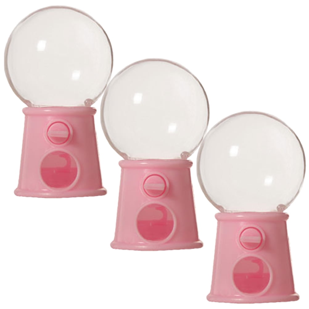 FOMIYES Pink Mini Gumball Candy Machine for Kids Compact Plastic Dispenser Easy to Use 3pcs Set ...