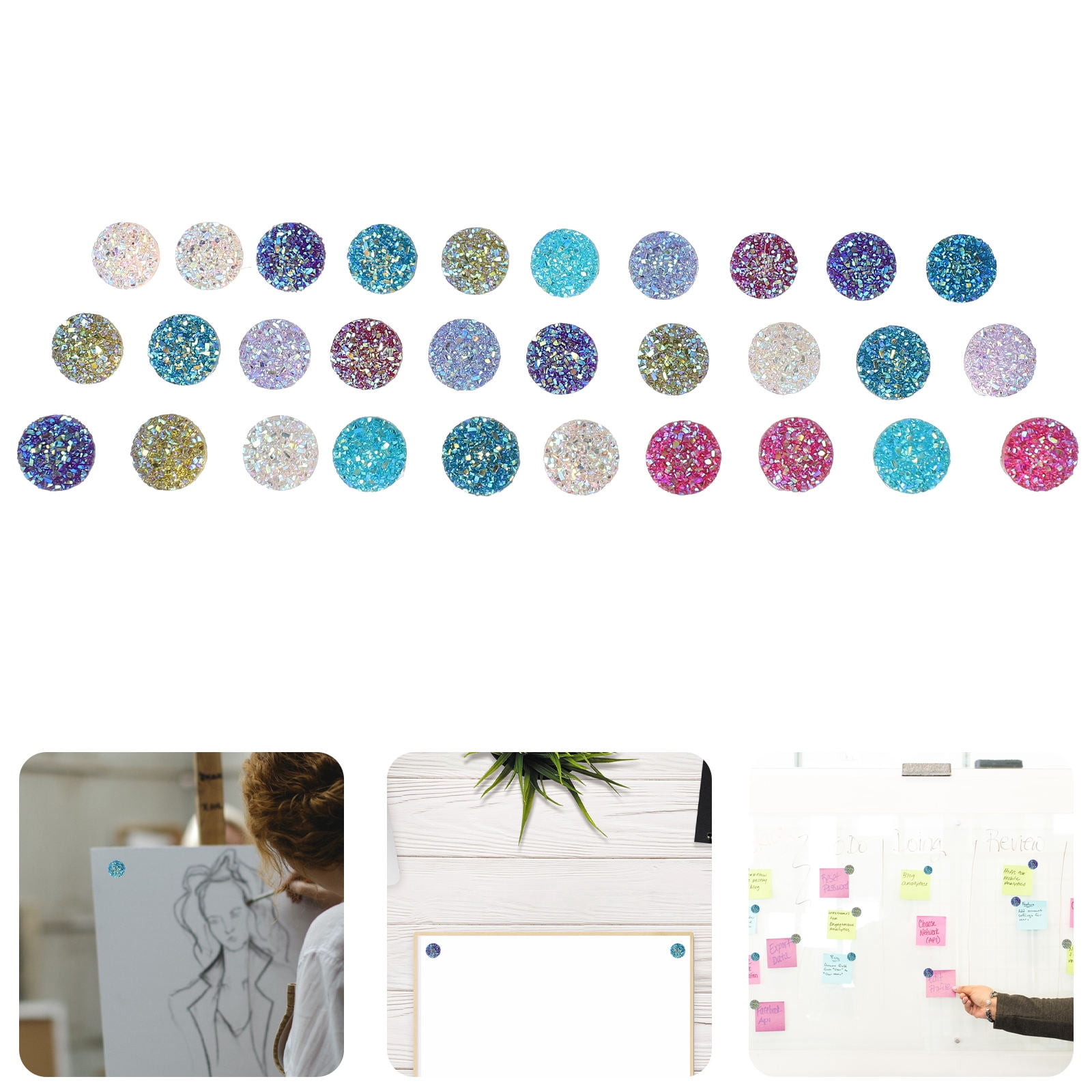 FOMIYES Round Head Thumbtacks 30Pcs in Assorted Color for General Users ...