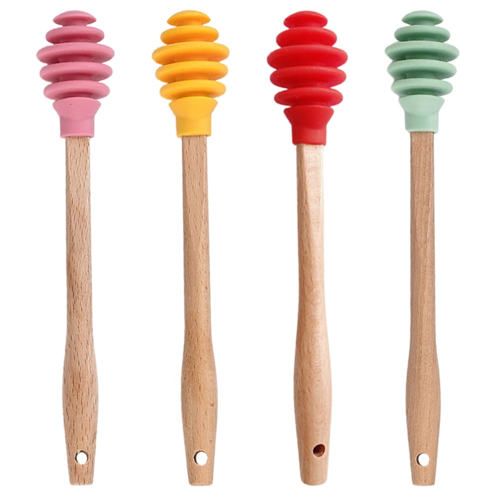 FOMIYES Silicone Honey Dipper Sticks - 4pcs Silicone Honey Spoon for ...