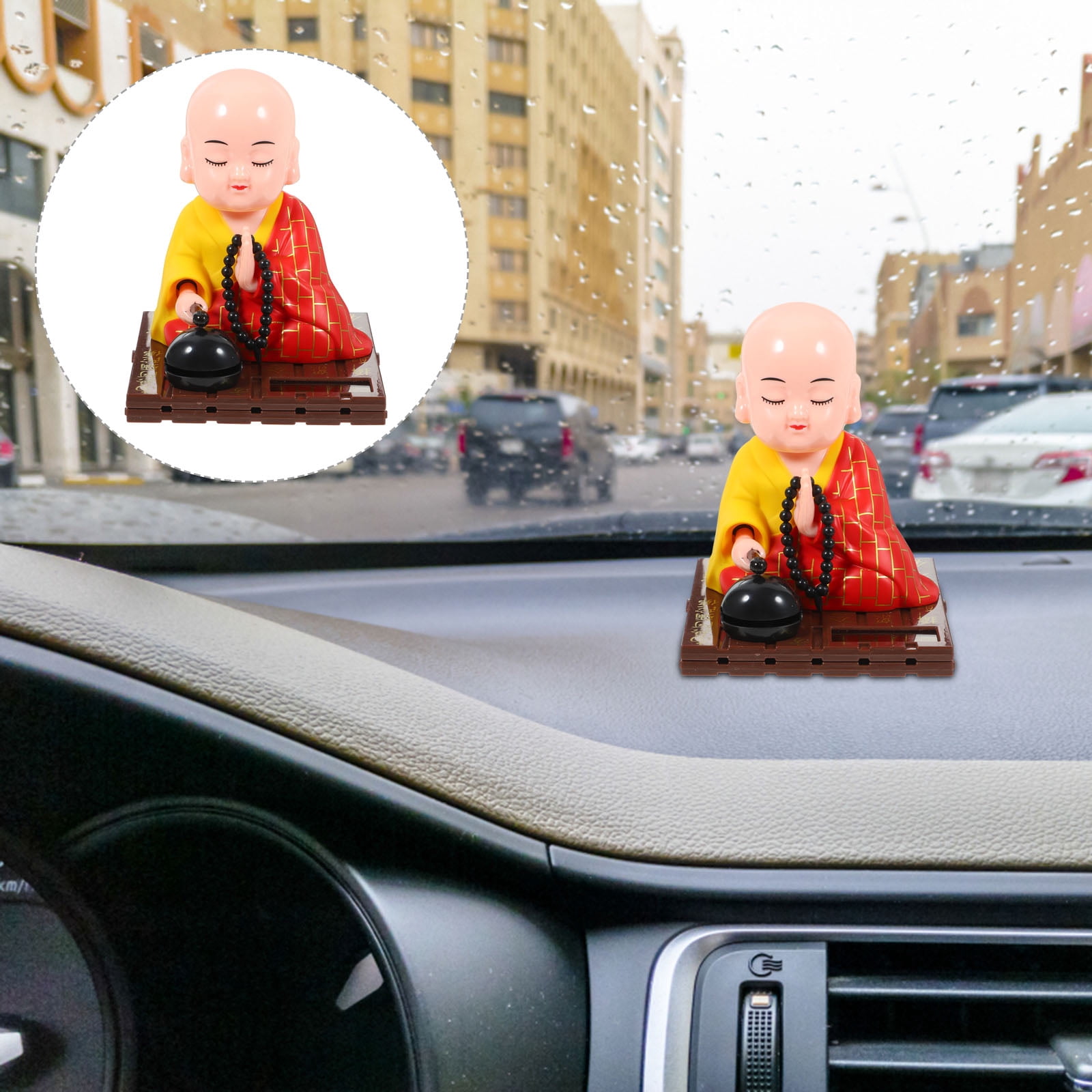 FOMIYES Buddhist Monk Figurine Plastic Solar Powered Car Decoration ...