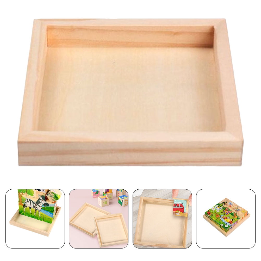 FOMIYES Wood Blocks Puzzle Tray 10Set 5.5x5.5x0.7in Beige for General ...