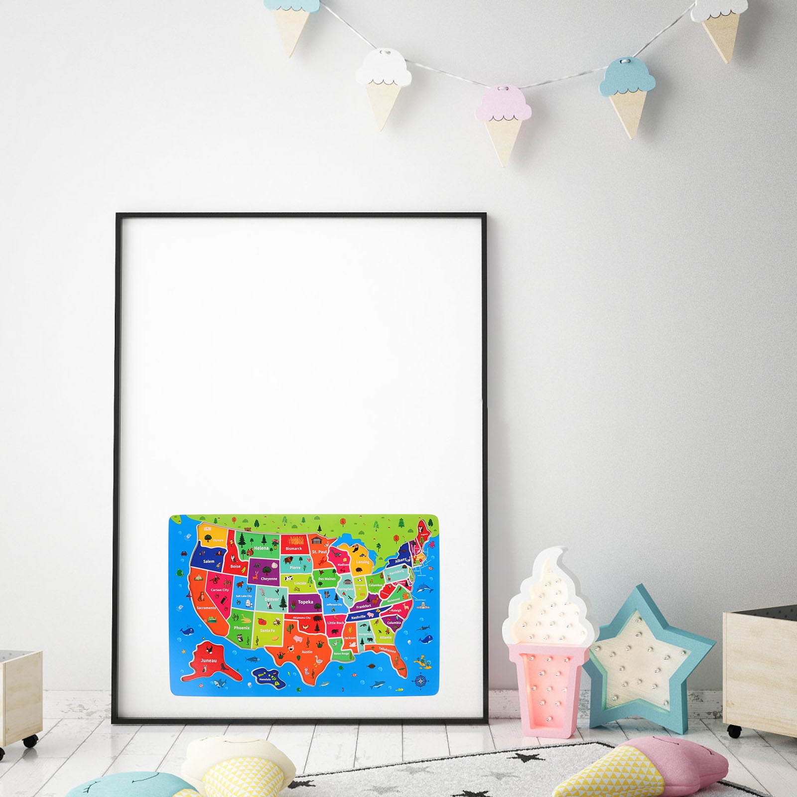 FOMIYES Wooden USA Map Puzzle Map Puzzle Puzzle Educational Geography ...
