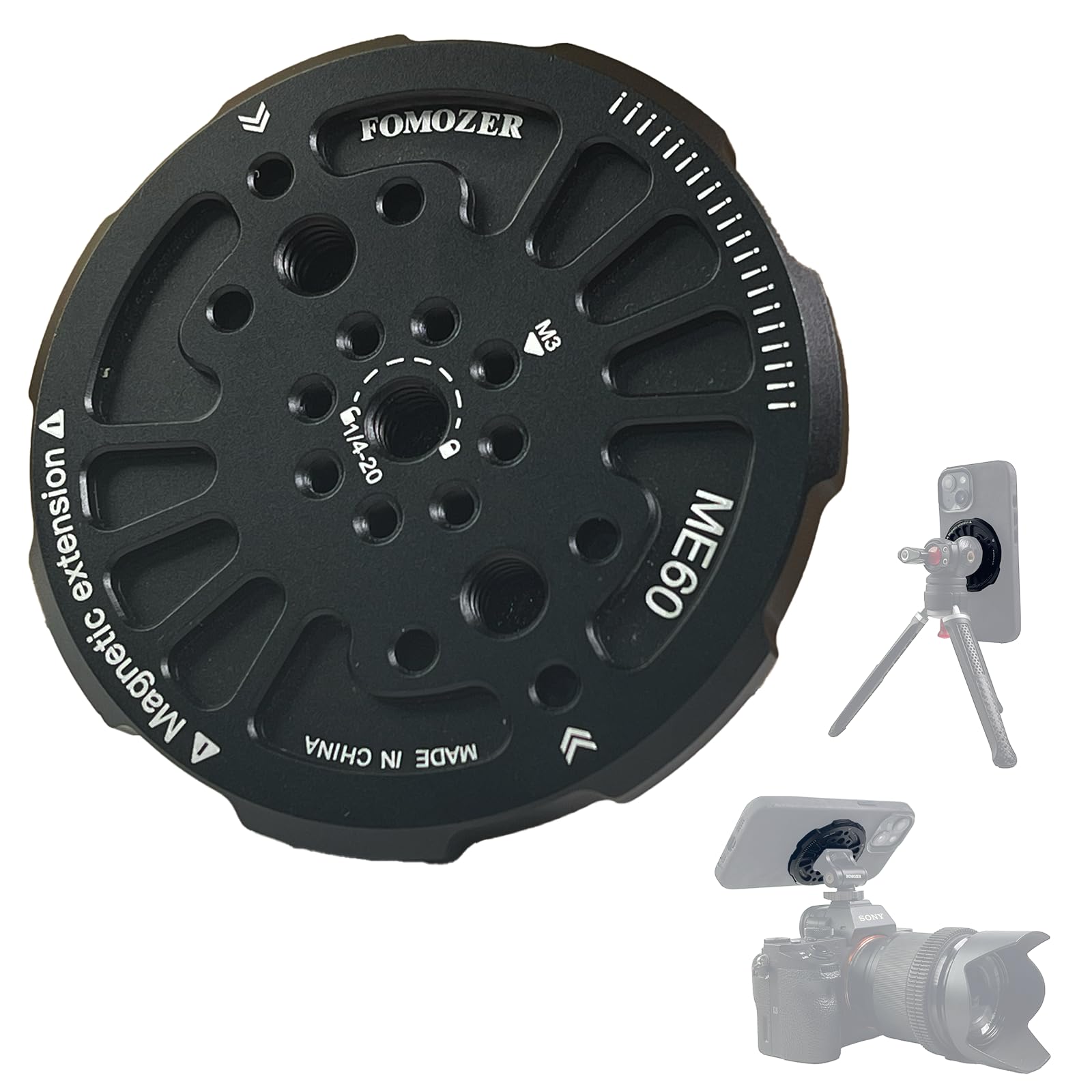 FOMOZER Magnetic Tripod Mount Adapter with 1/4" Threads & Multi-Angle ...