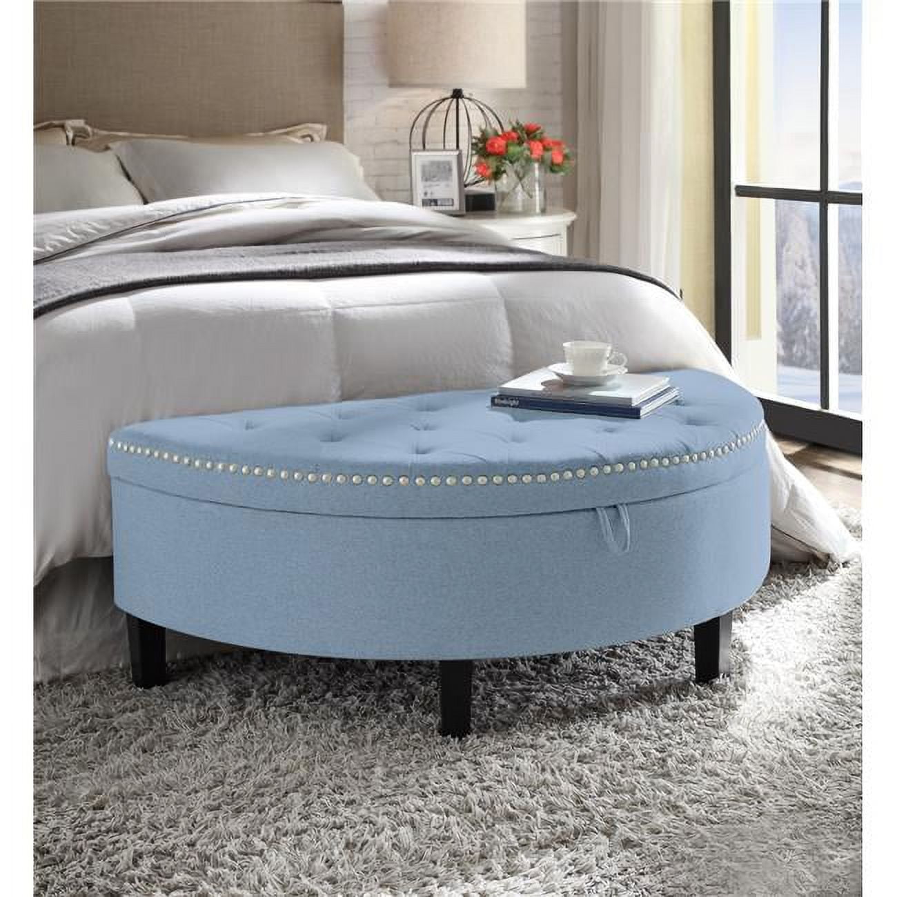 FON2599 Kelly Linen Modern Contemporary Button Tufted Gold Nailhead ...