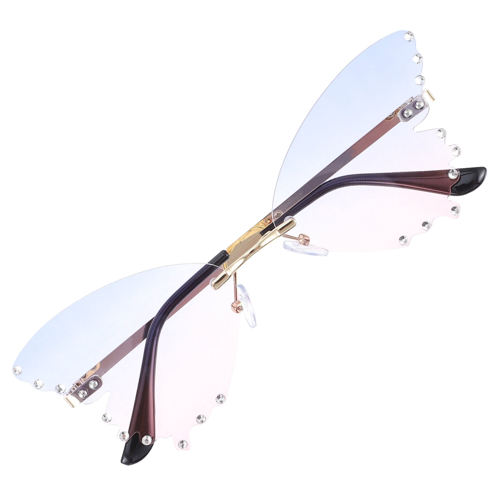 FONDOTIN 1 Pair Stylish Butterfly Wing Glasses Gold Frame with Blue and ...