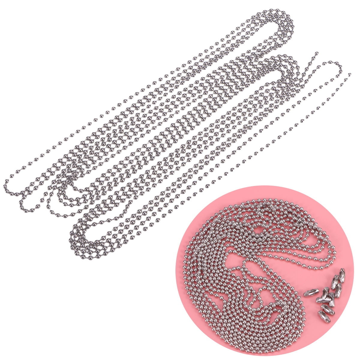 FONDOTIN 1 Set 3 Meters 4.5MM Diameter Silver Bead Chain for Key Chain ...