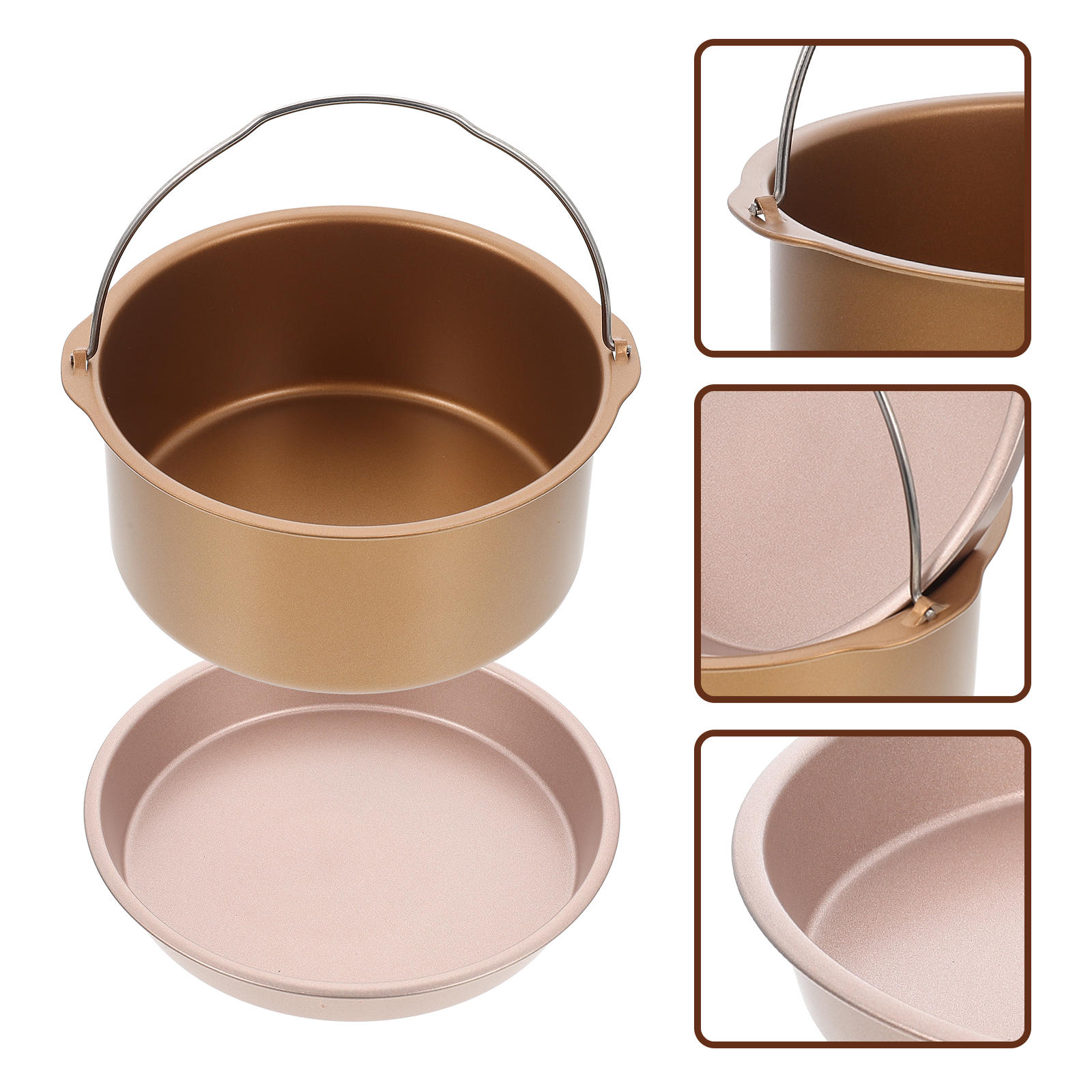 FONDOTIN 1 Set Air Fryer Pans For Baking Cakes And Bread Round Shape ...