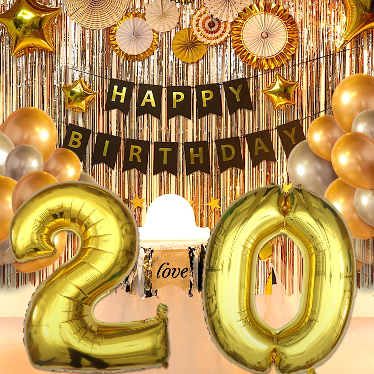 FONDOTIN 1 Set Gold Number 20th Balloon Golden Aluminum Foil Jumbo for ...