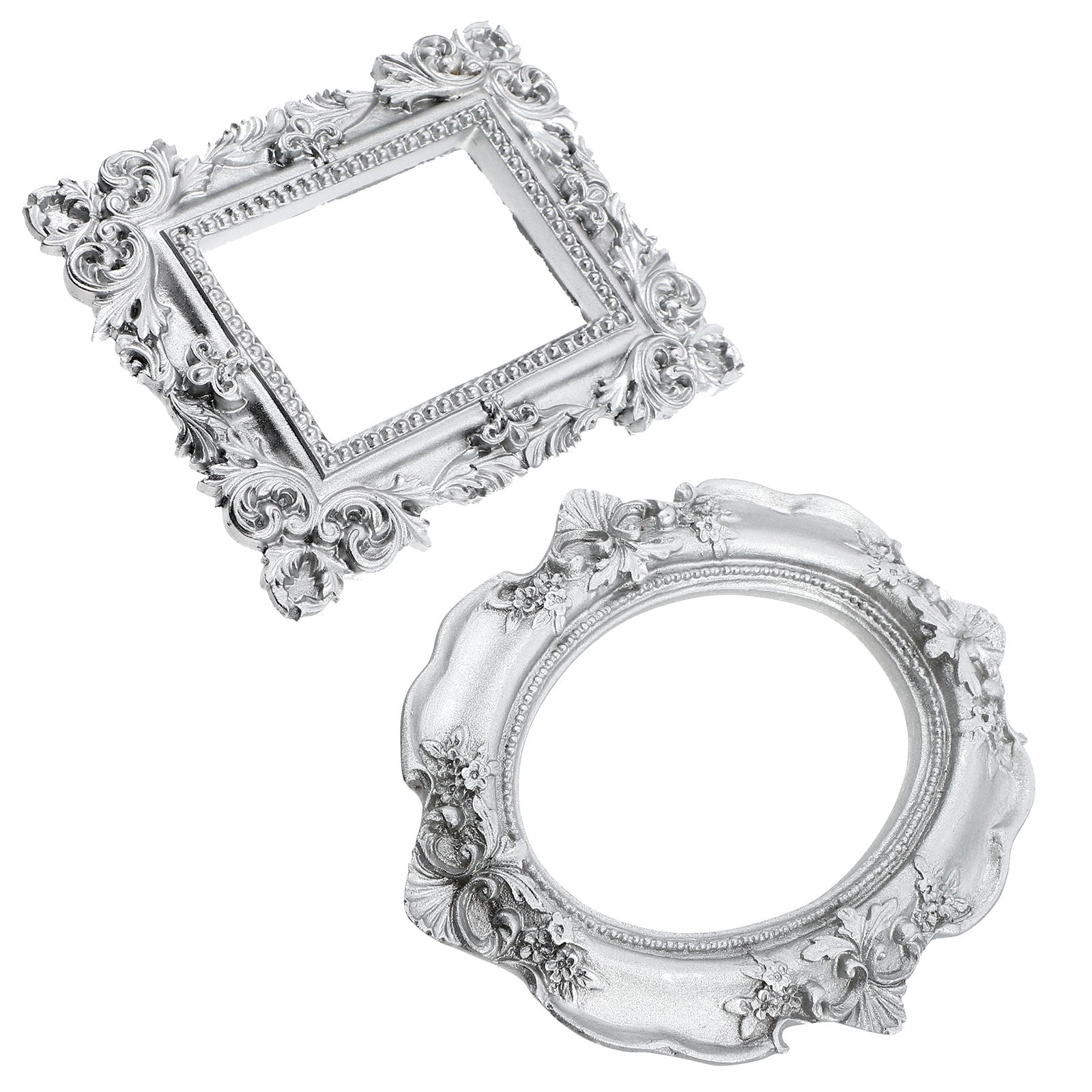 FONDOTIN 1 Set Mini Photo Frames Party Photo Props Silver Round Shape ...