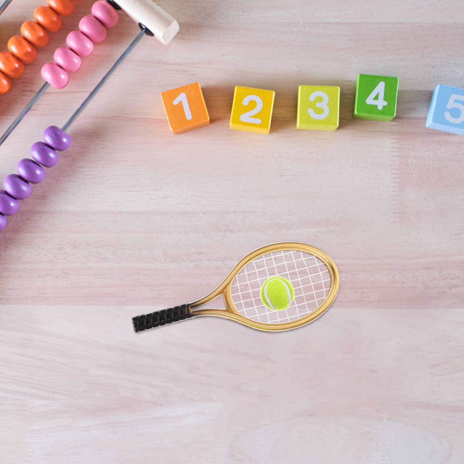 FONDOTIN 1 Set Mini Tennis Racket and Ball Set Golden Plastic for ...