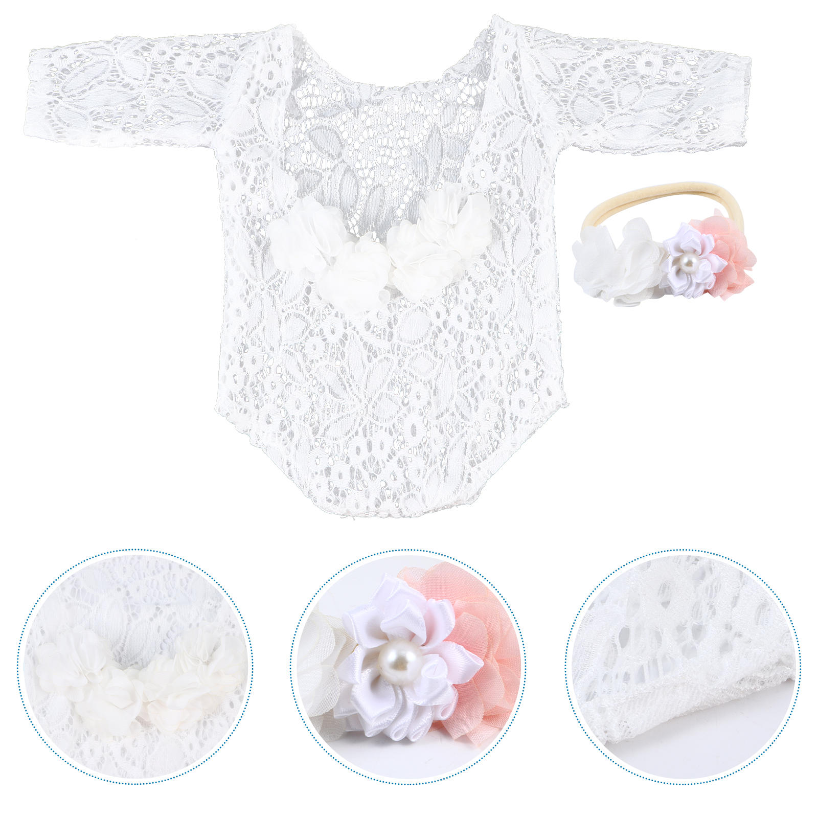 FONDOTIN 1 Set Newborn Photo Shoot Set in White Chiffon with Elasticity ...
