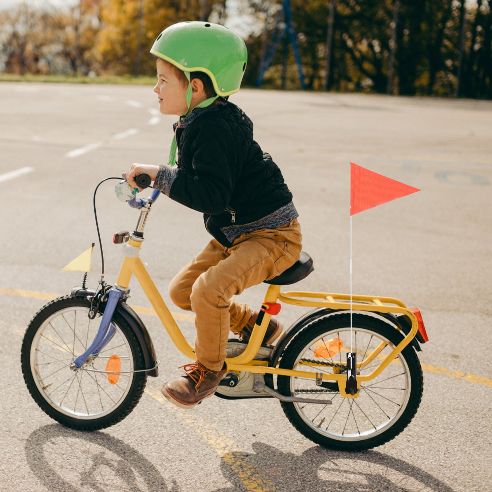 FONDOTIN 1 Set Safety Flag Hunting Bike Red PVC and Metal for ...