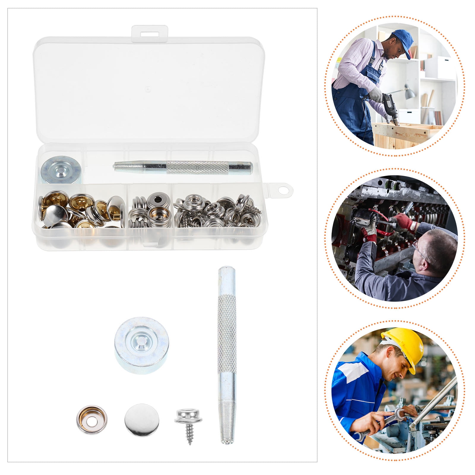 FONDOTIN 1 Set Snap Button Fastener Kit for Boat Stable Fixation Silver ...