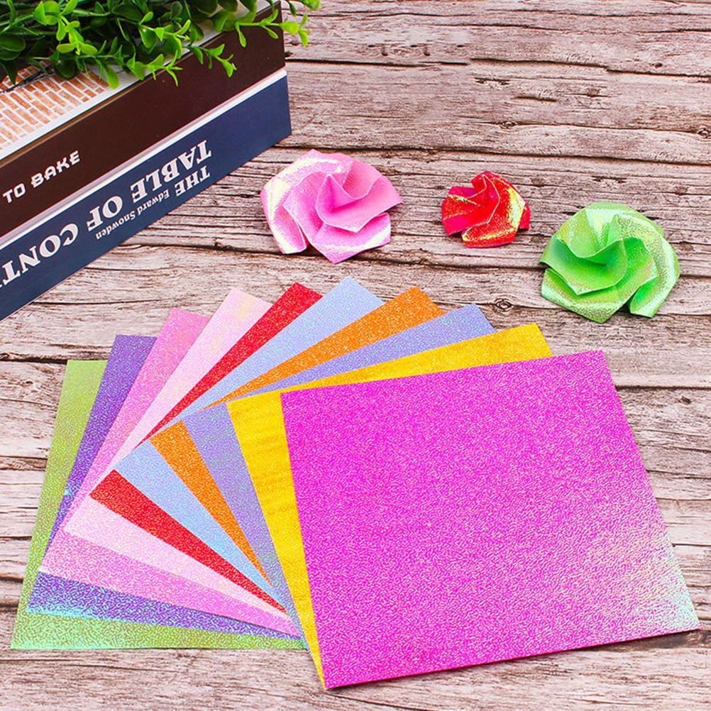 FONDOTIN 100Pcs Glitter Handmade Paper Folding Origami For Teaching ...