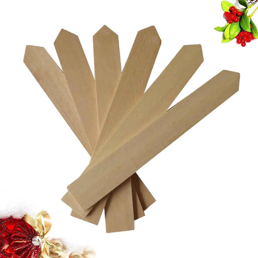 FONDOTIN 100Pcs Khaki Rectangular Wood Plant Labels for Home Gardening ...