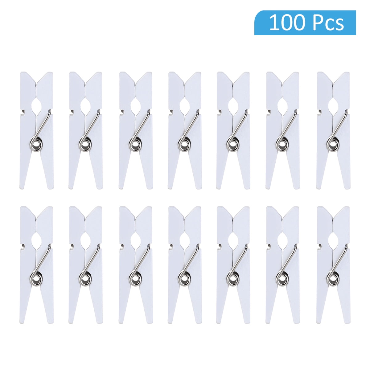 FONDOTIN 100Pcs Set Wooden Clip Small Pegs For Photos White Rectangular ...