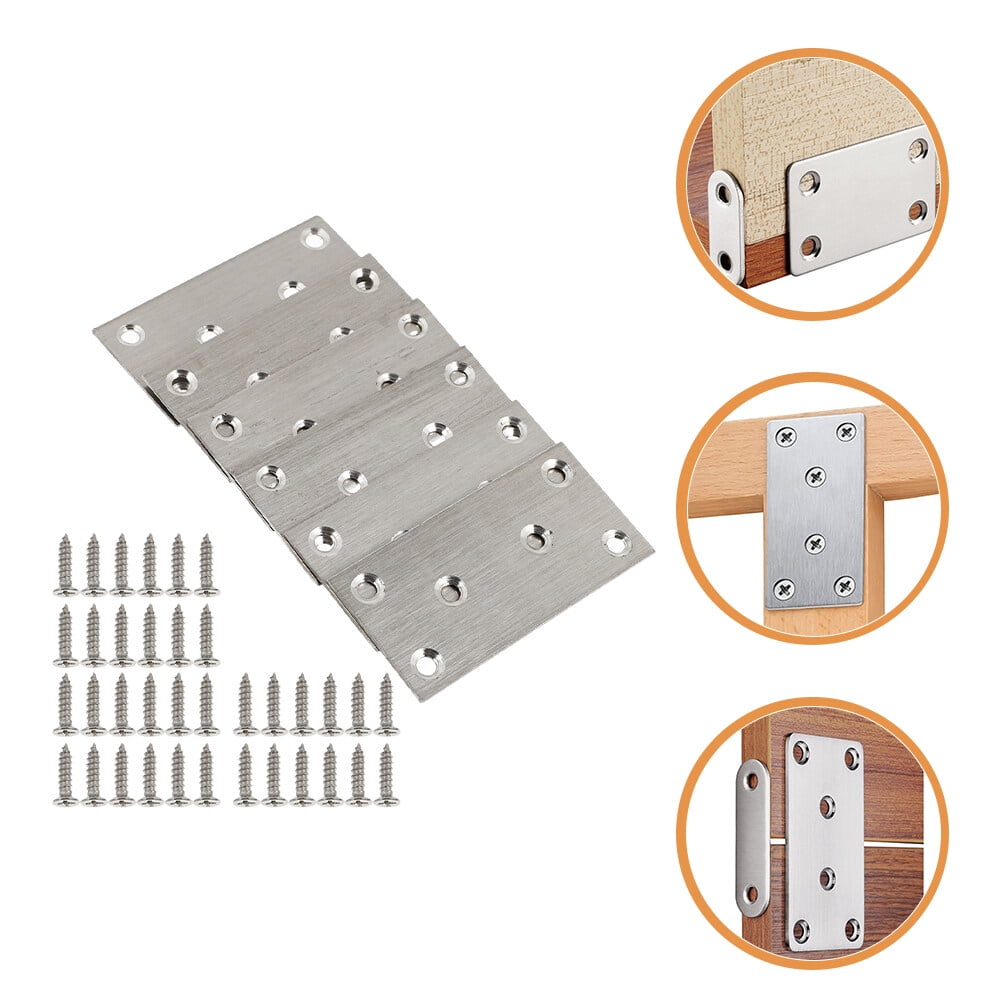 FONDOTIN 10Pcs Stainless Steel Flat Corner Brace Plate Metal Bracket ...