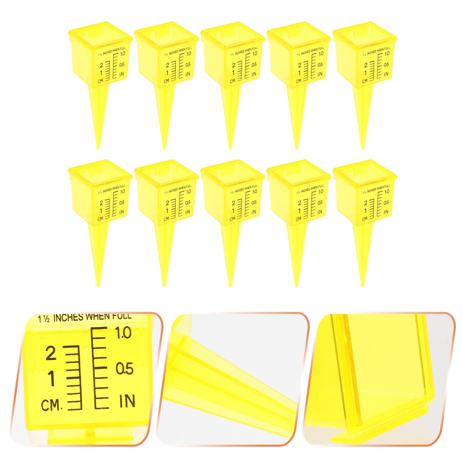 FONDOTIN 10Pcs Yellow Plastic Rainfall Measuring Cups with Wide Mouth ...